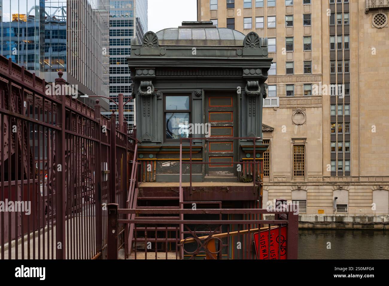 The Washington Street Bridge Tender House on a cloudy day in downtown ...