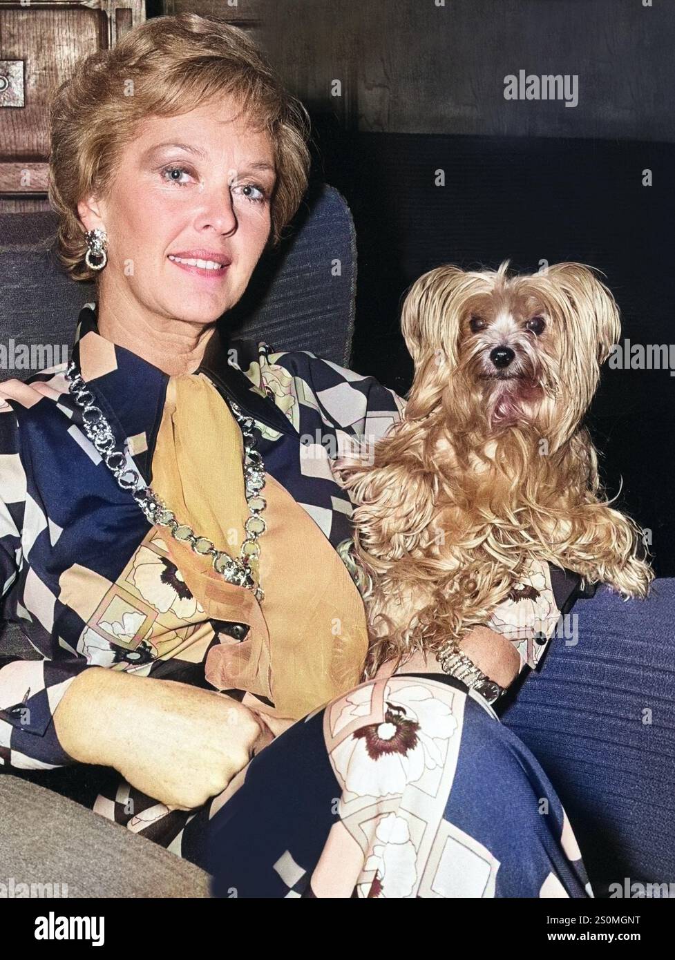 Katie Boyle with her pet dog in the 1970s Picture by DAVID BAGNALL ...