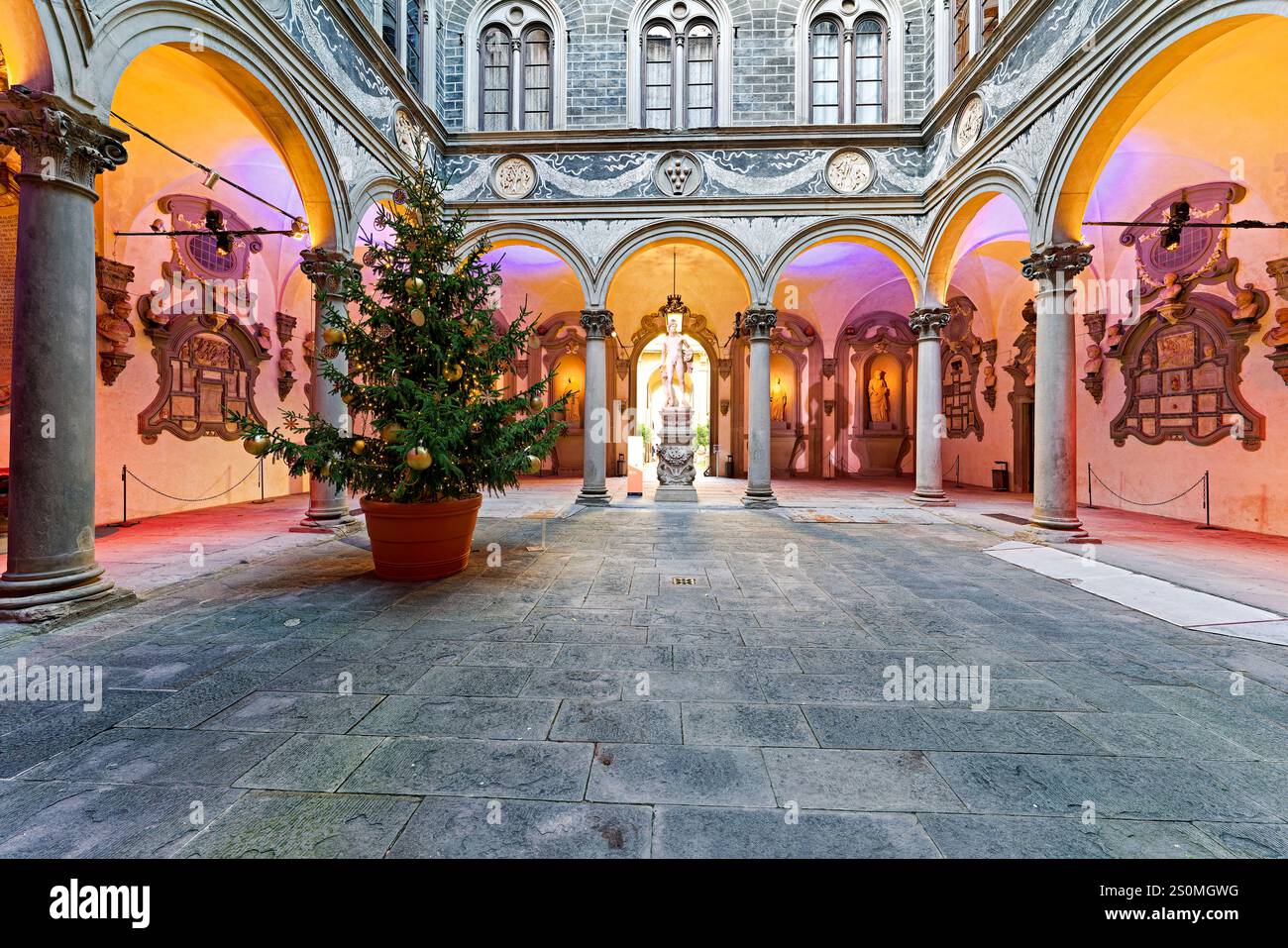 Florence Tuscany Italy. Palazzo Medici Riccardi. The inner courtyard ...