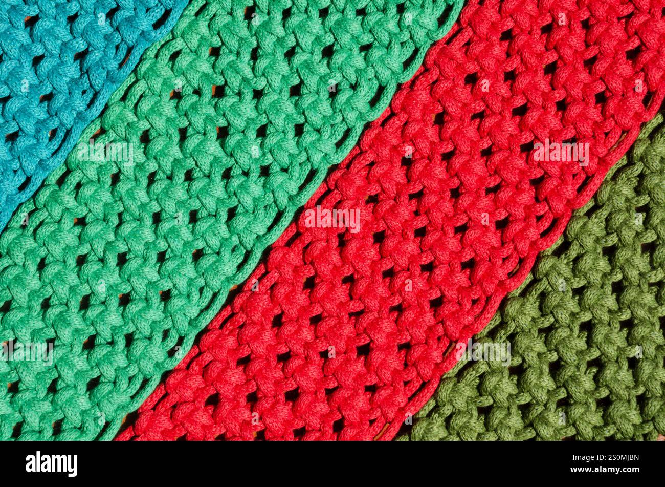 Wicker patterns. Macrame, a square knot of multi-colored threads Stock ...