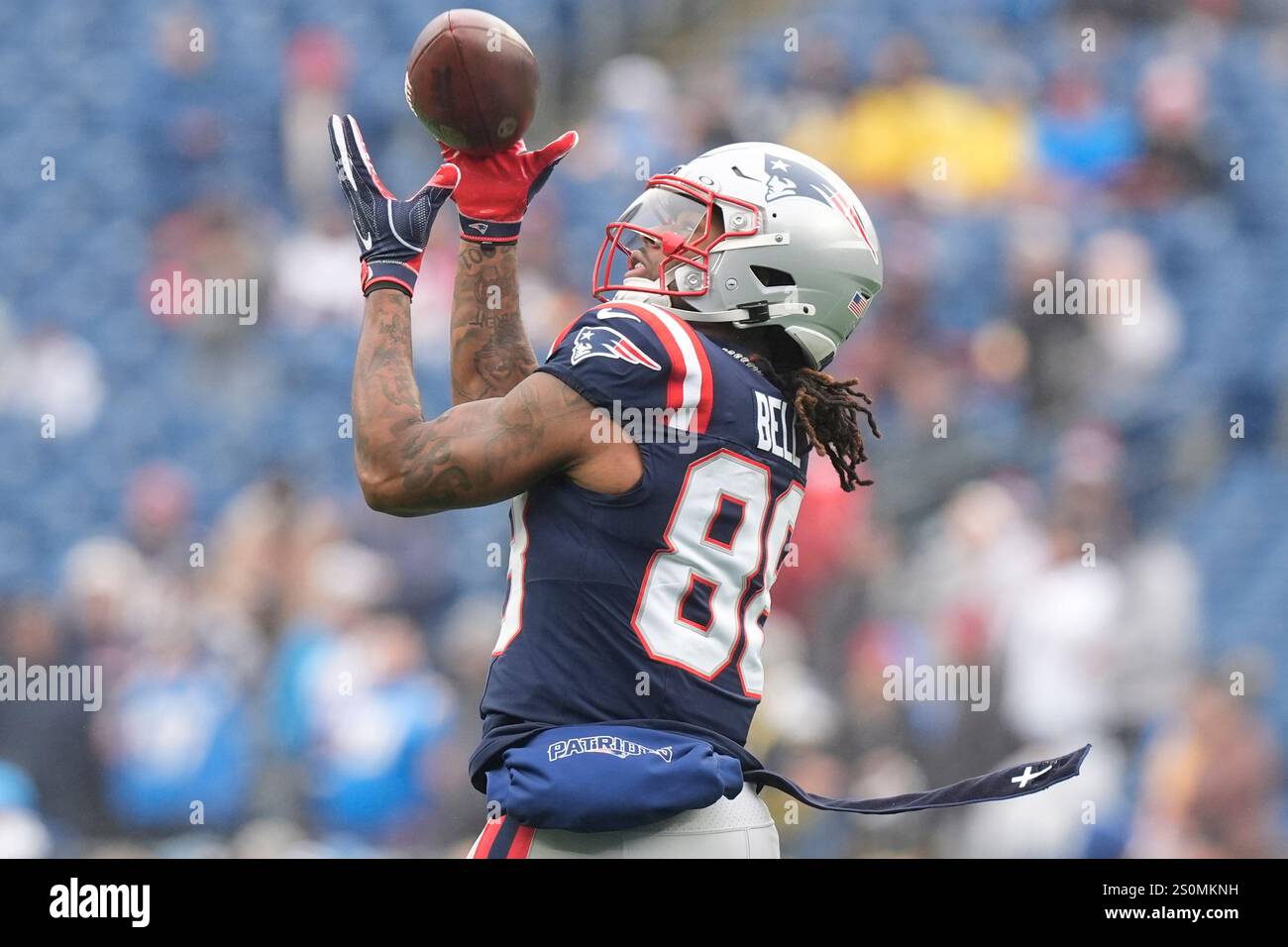 New England Patriots tight end Jaheim Bell (88) prior to an NFL ...