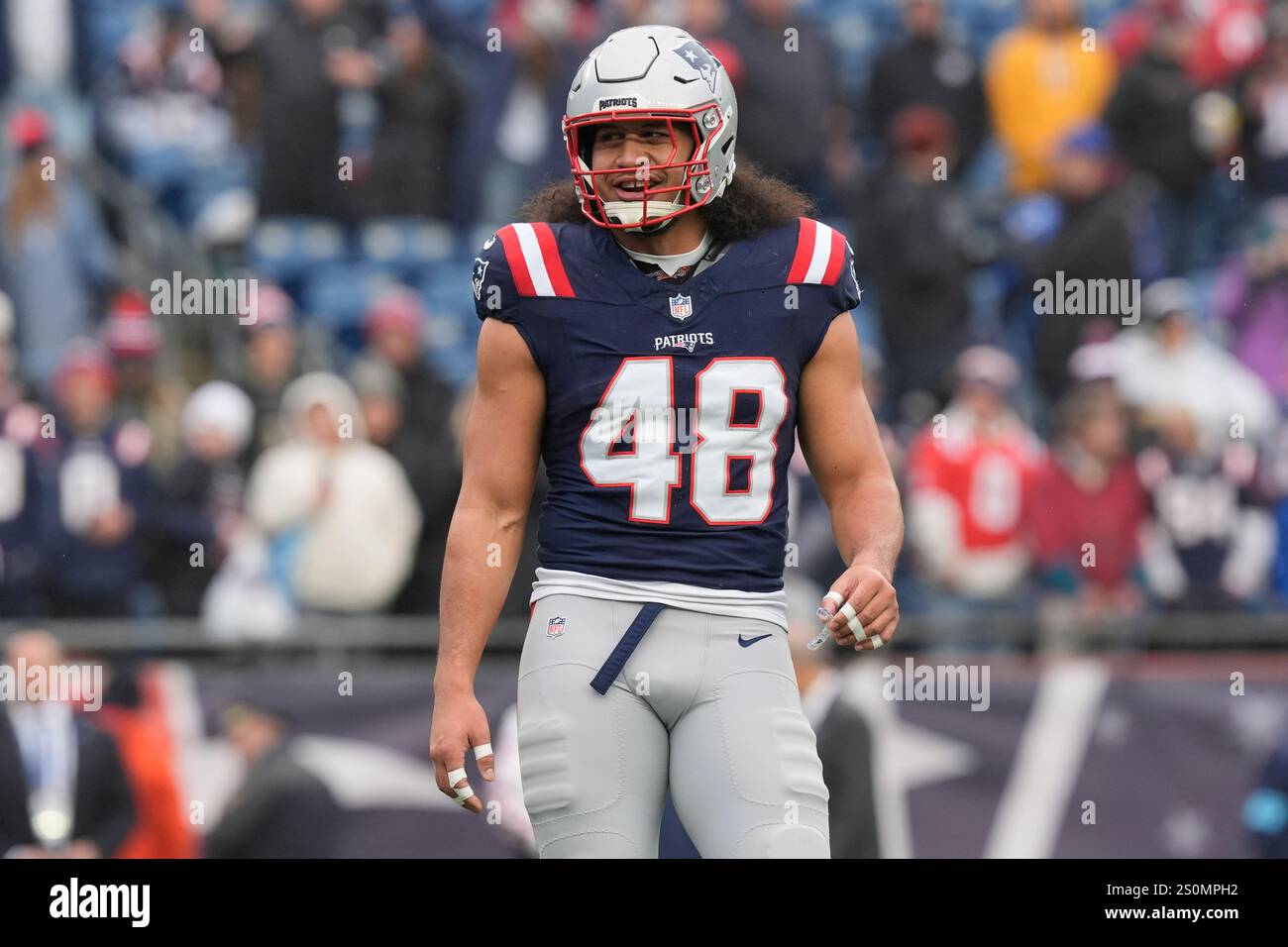 New England Patriots linebacker Jahlani Tavai (48) prior to an NFL ...
