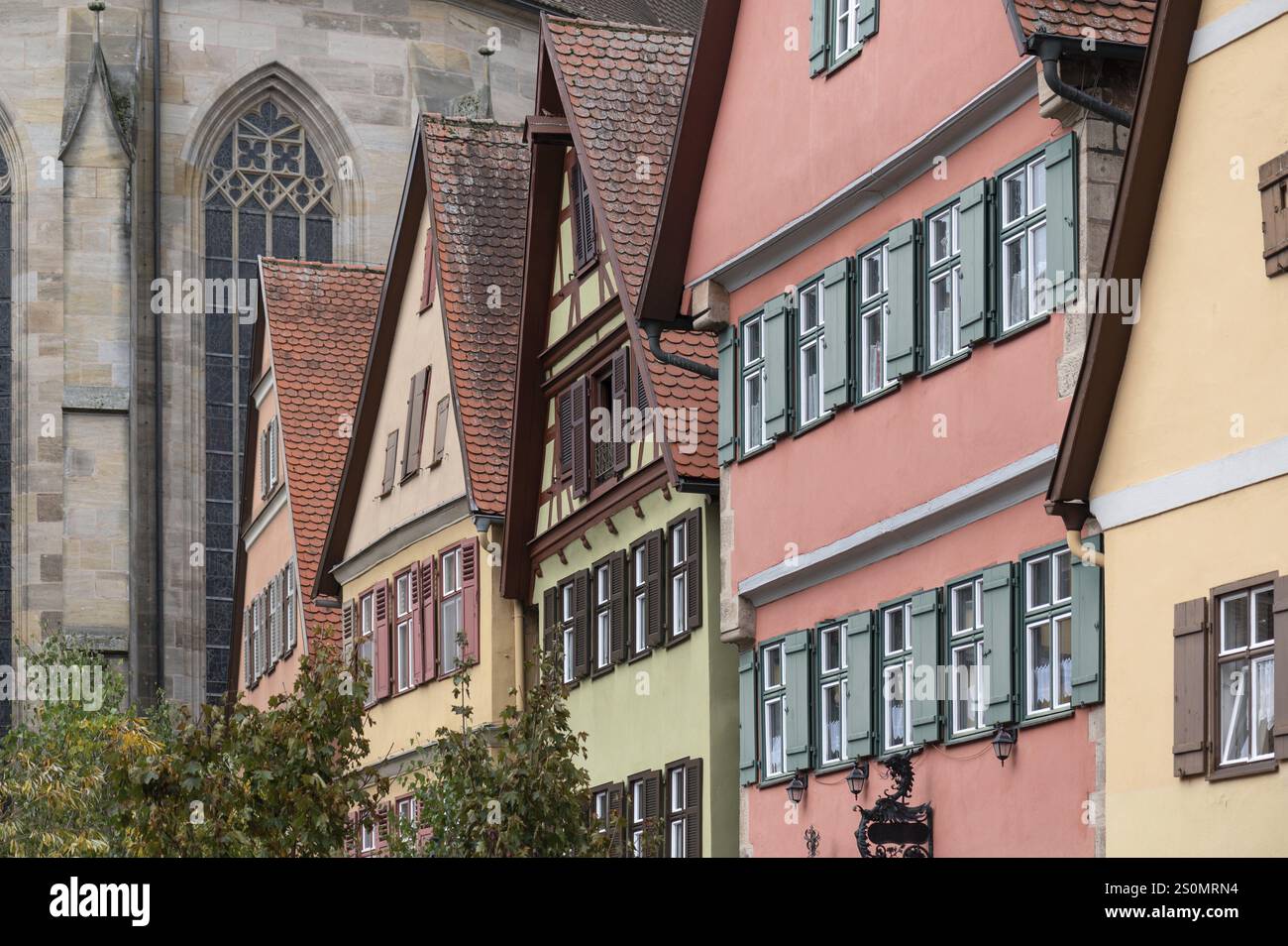 Historic house gables, Dinkelsbuehl, Bavaria, Germany, Europe Stock ...