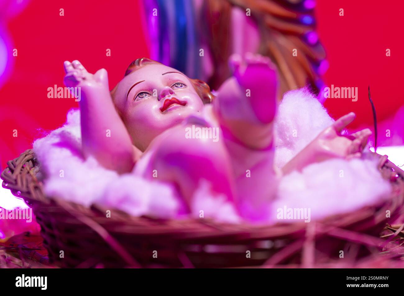 Nativity depicting the birth the baby Jesus on the Christmas eve, at a ...