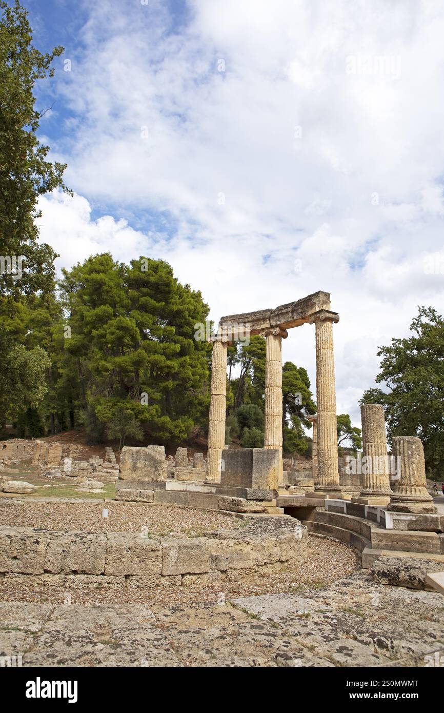 Philippeion, round building, ancient ruins of the archaeological site ...