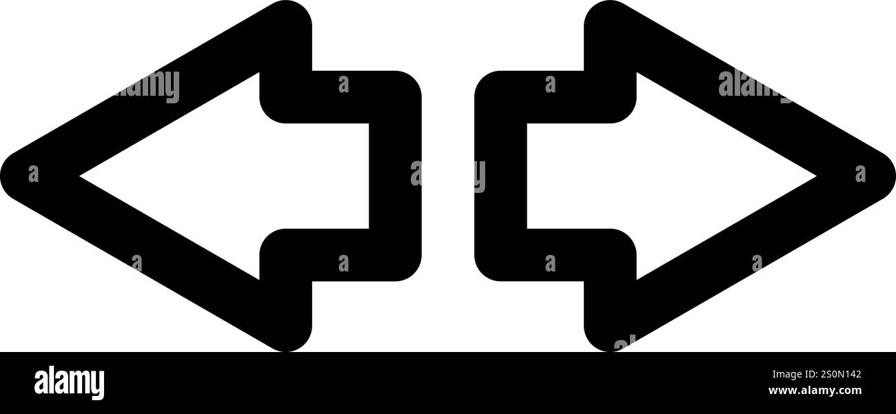 Two black arrows pointing left and right, symbolizing decision making and the process of ...