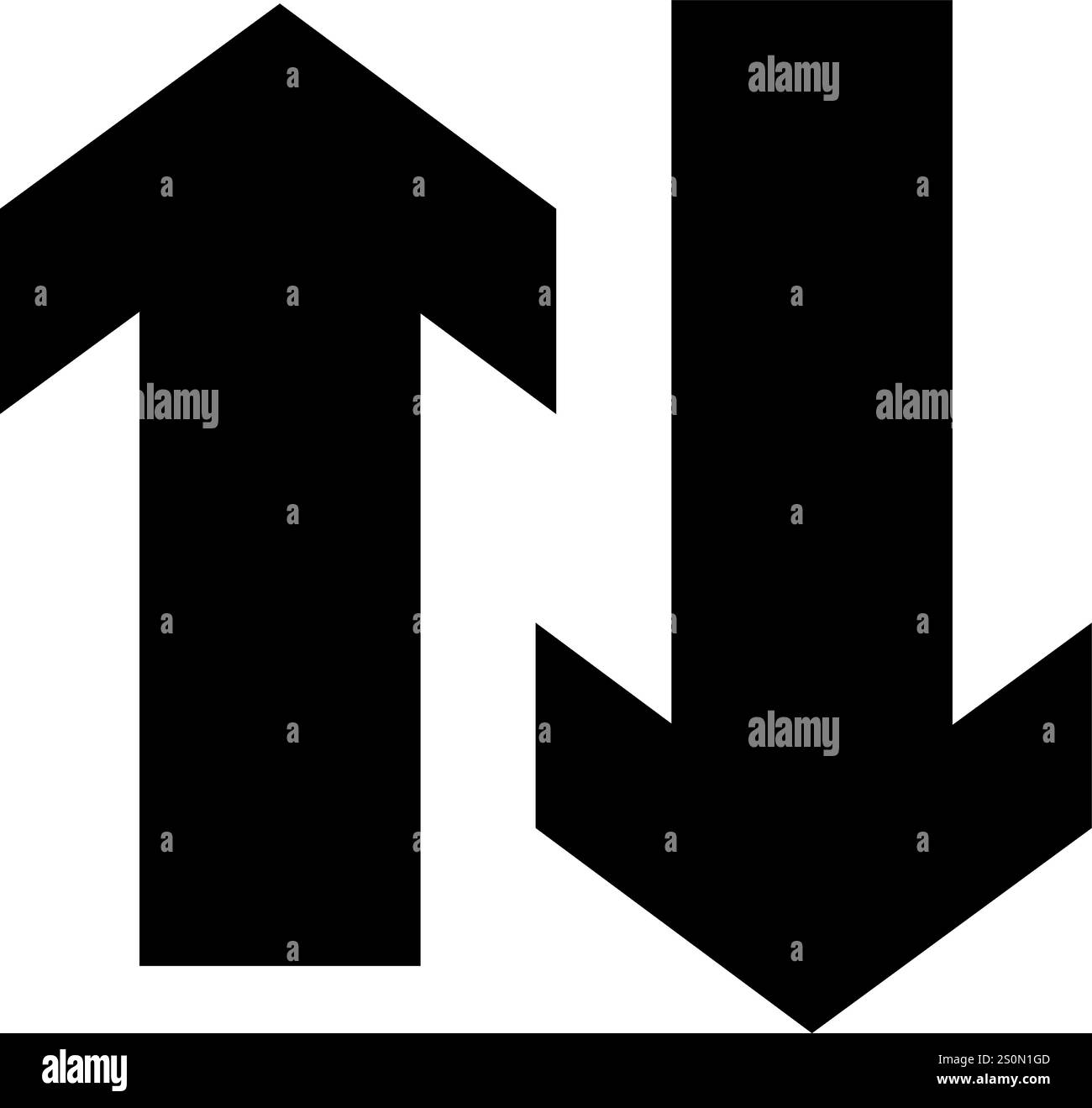 Featuring two black arrows, one directing upwards and the other ...