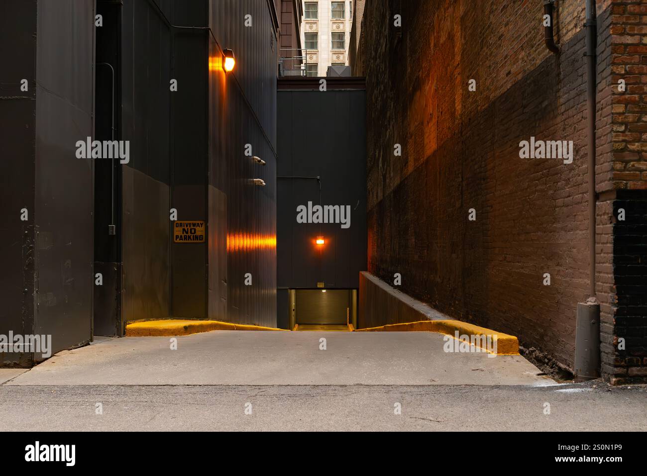 Back loading dock bay in downtown Chicago, Illinois, USA Stock Photo ...