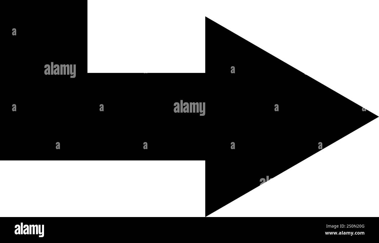 Simple black arrow pointing right, featuring a notch on the left side ...
