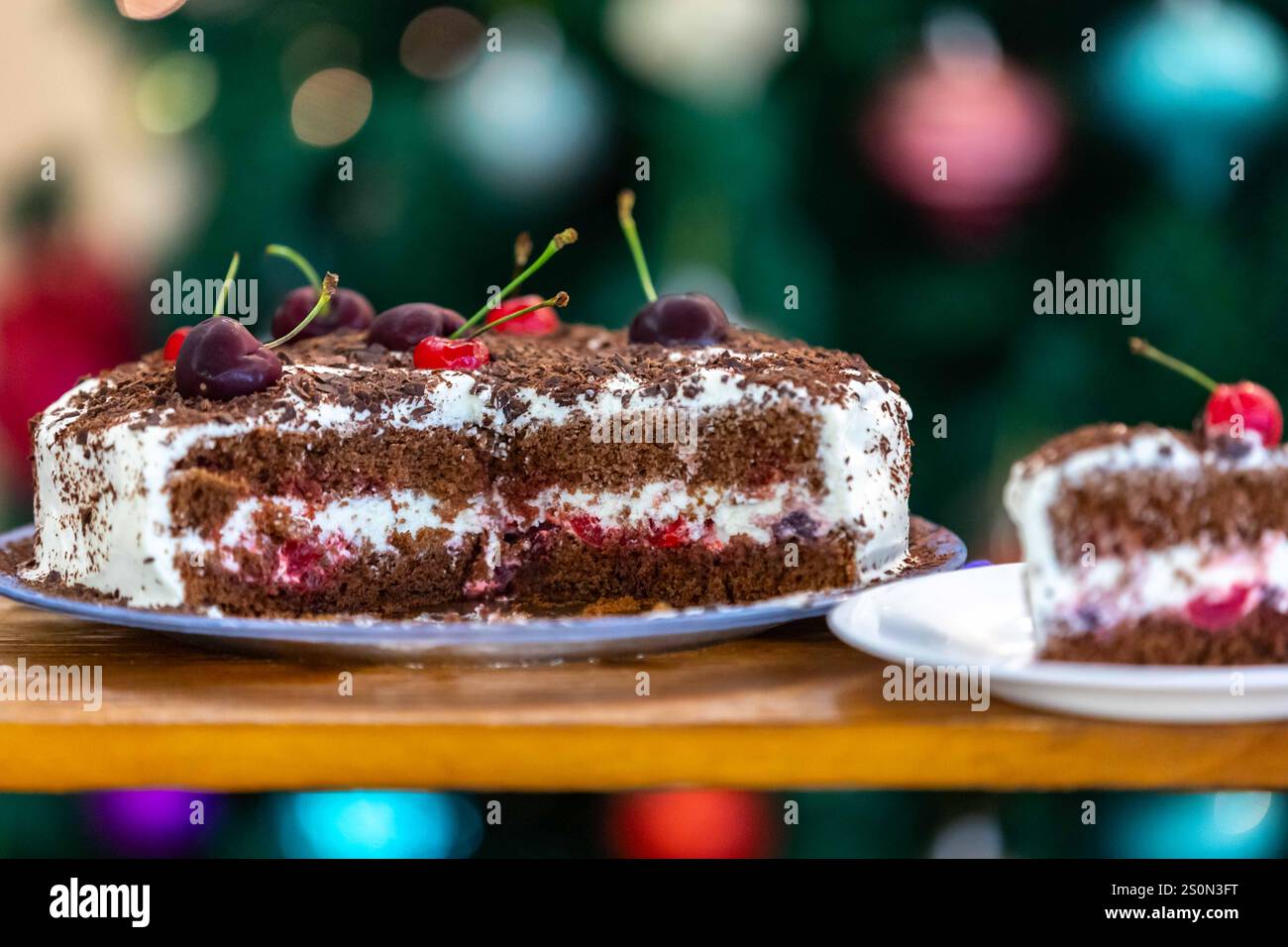 The most traditional rustic black forest pie Stock Photo - Alamy