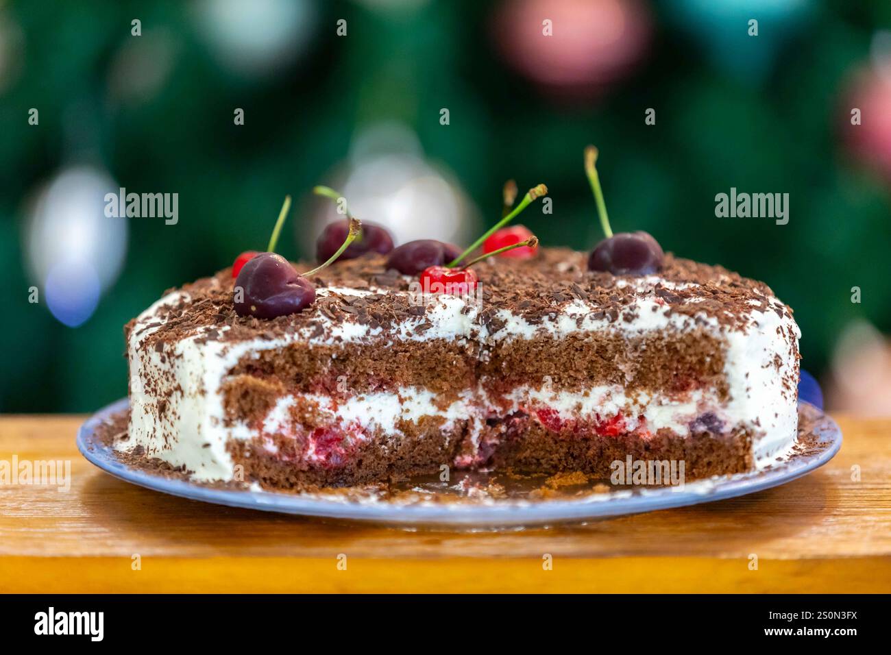 The most traditional rustic black forest pie Stock Photo - Alamy