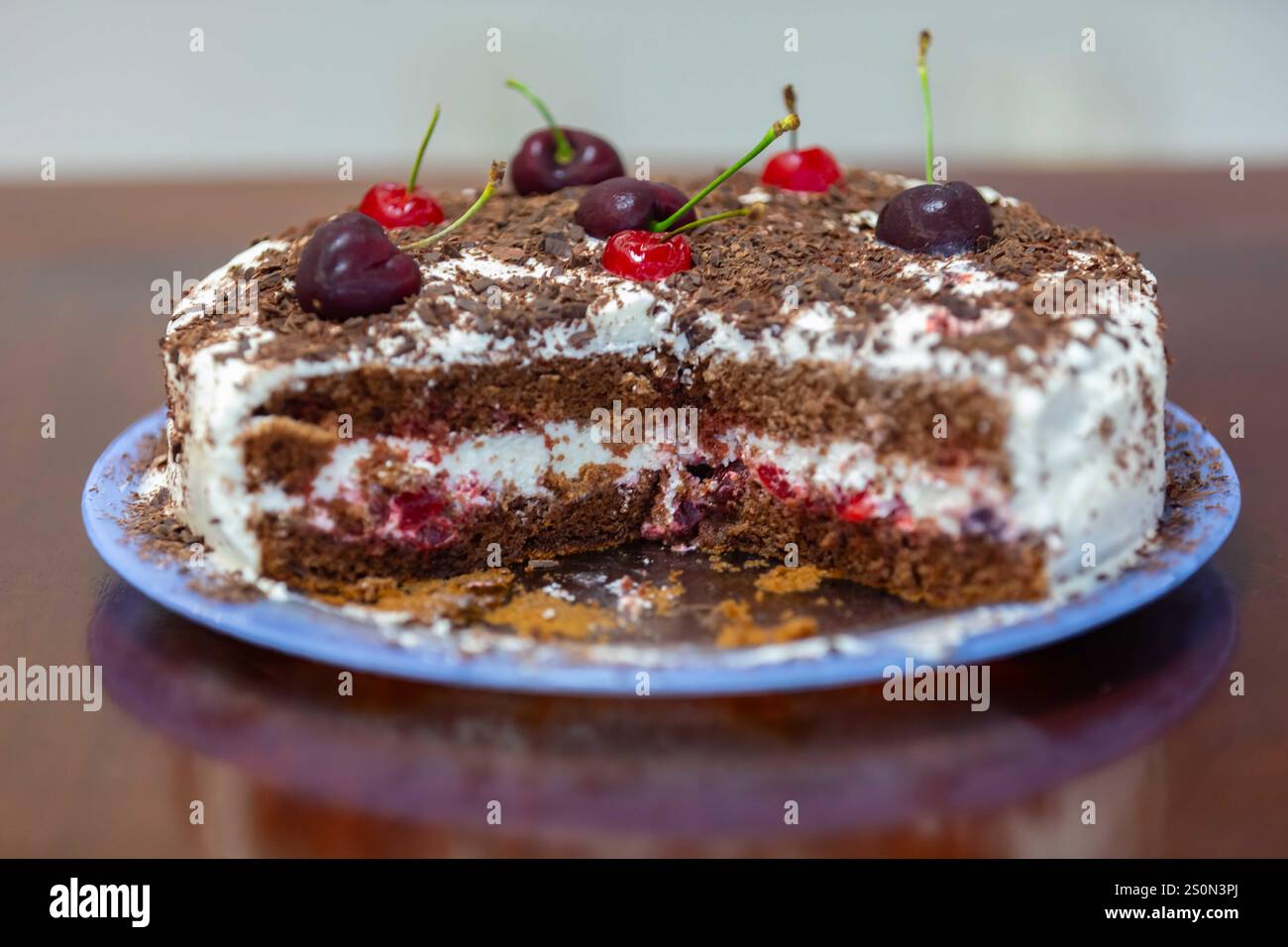 The most traditional rustic black forest pie Stock Photo - Alamy