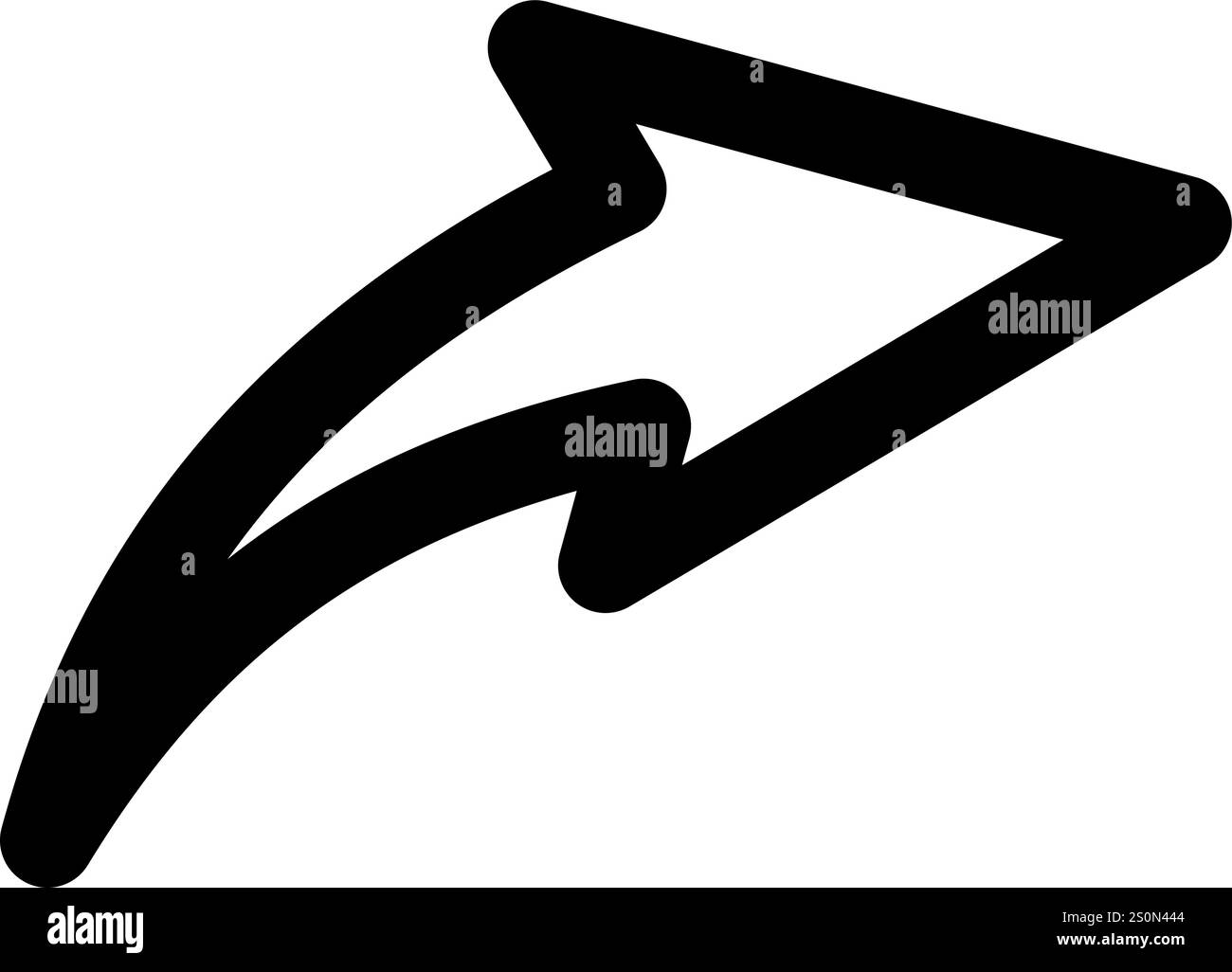 Bold, black curved arrow pointing right, representing progress and forward movement in a clean ...