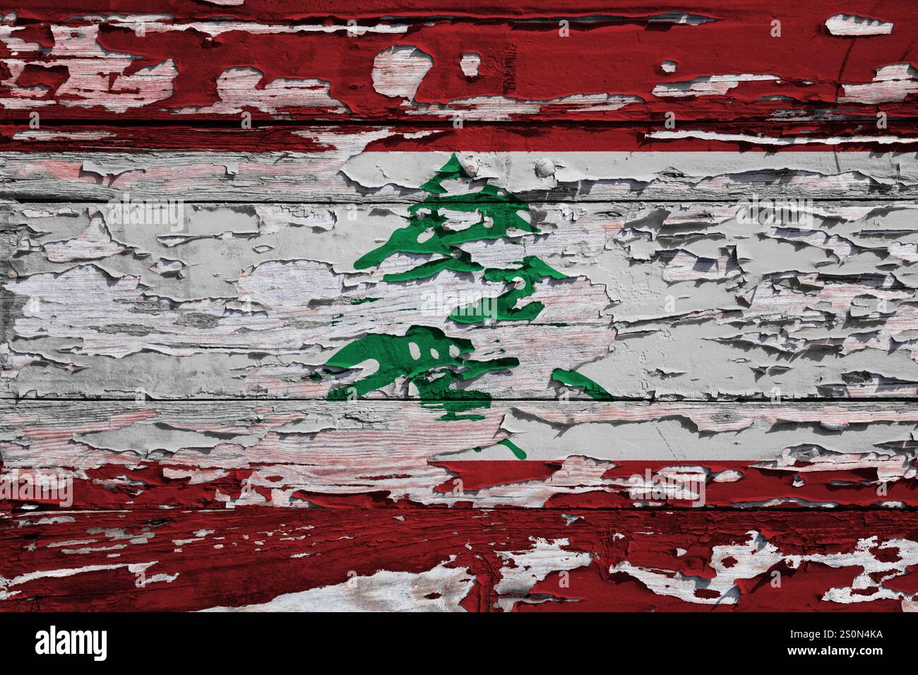 Flag of Lebanon painted on a grunge wooden board Stock Photo - Alamy