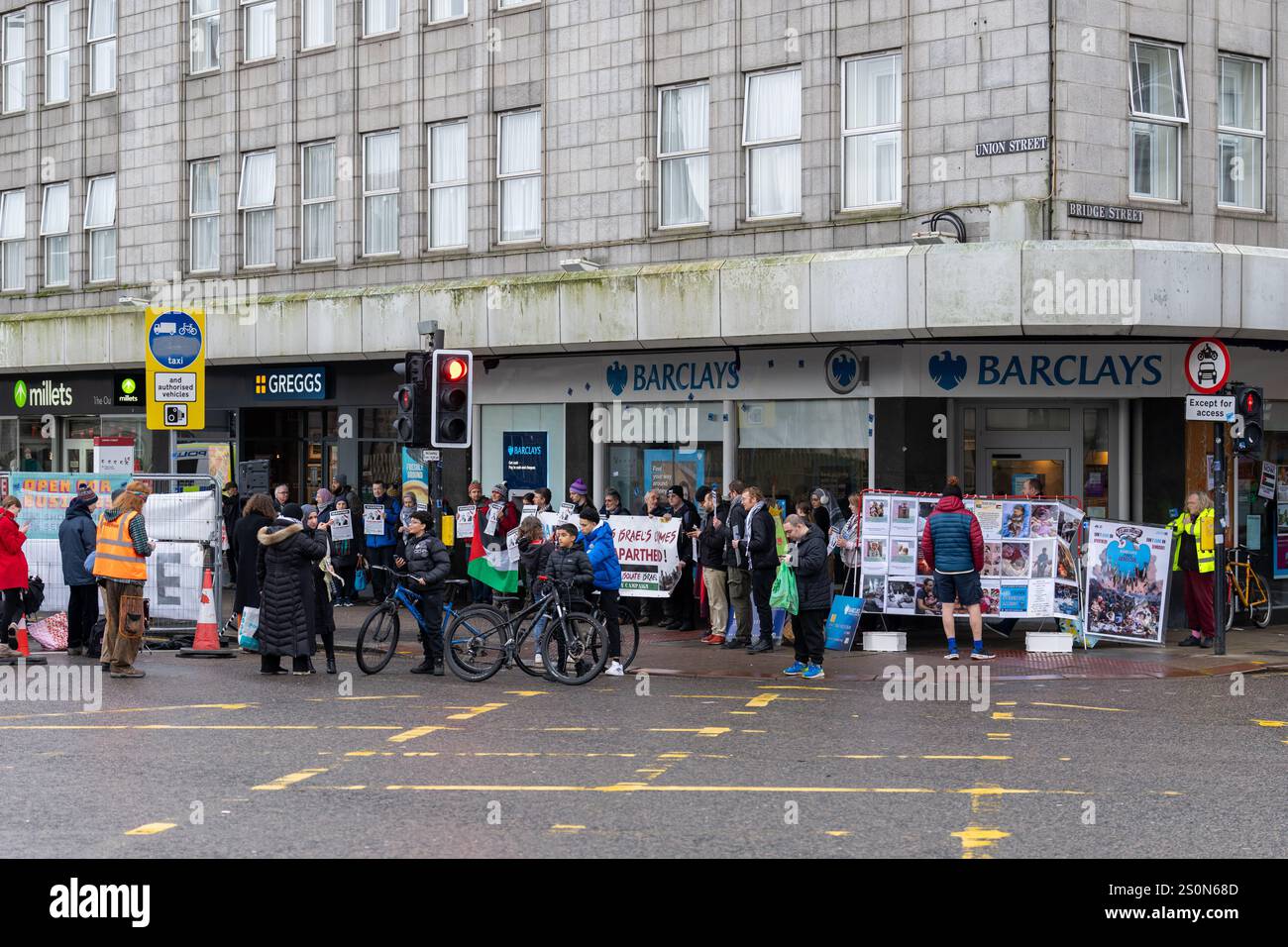 Aberdeen, Scotland, UK. 28 December 2024. Union Street at Bridge Street ...