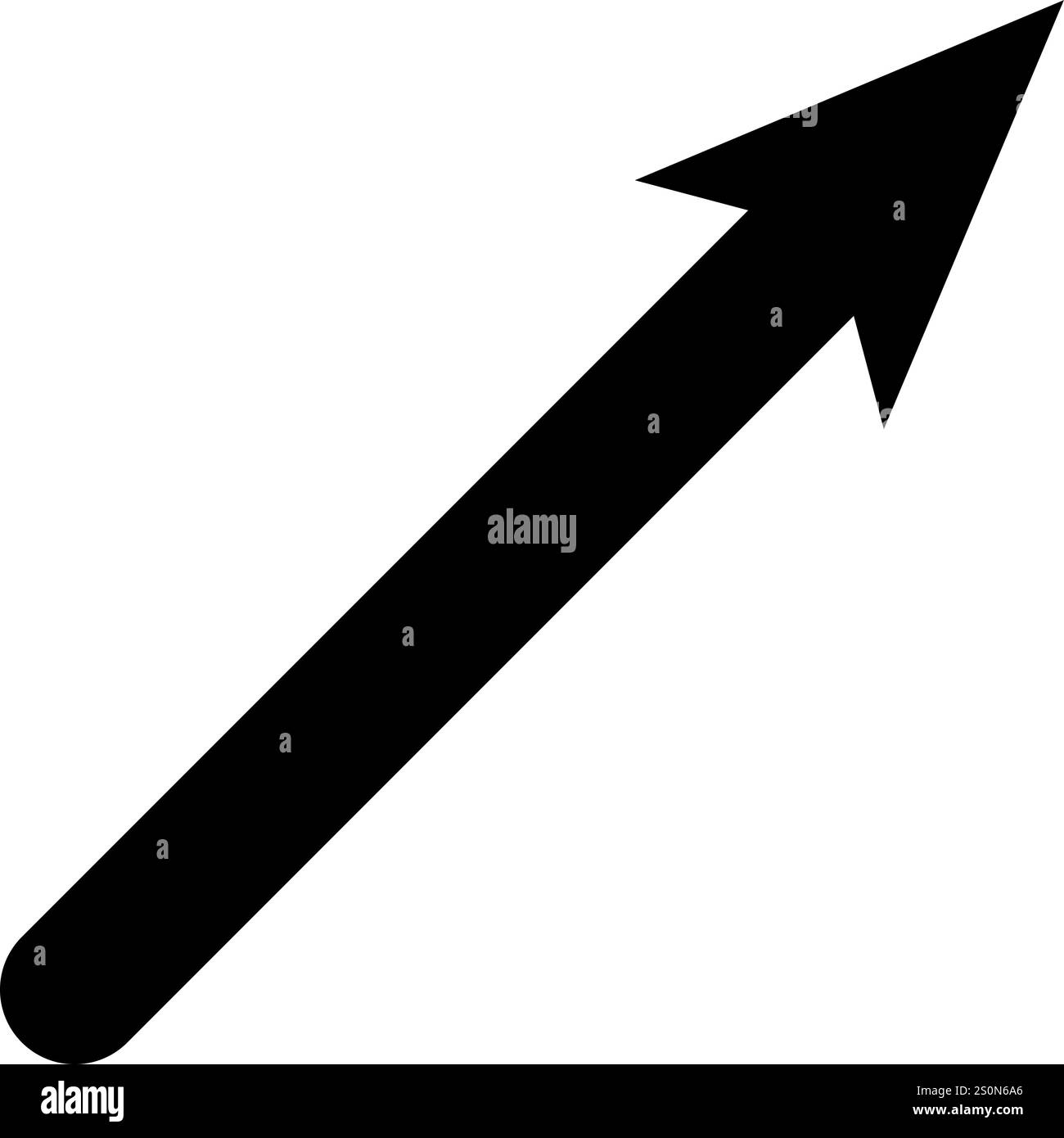 Minimalistic black arrow pointing upward and to the right on a clean ...