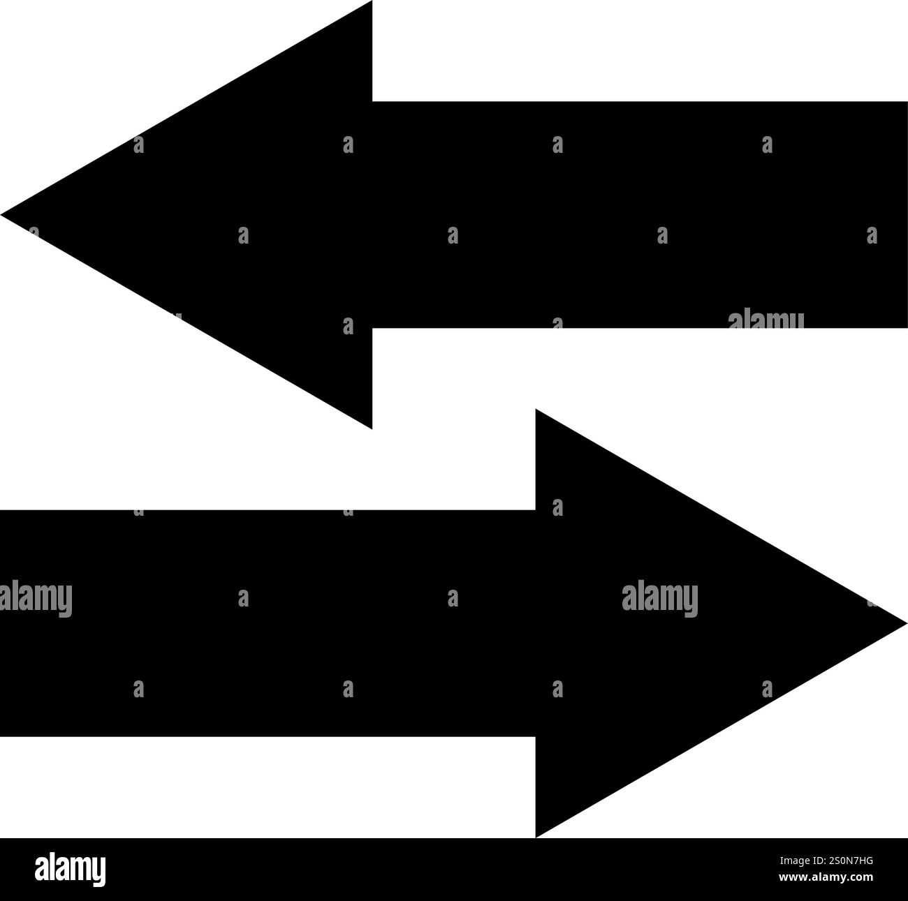 Two large black arrows pointing horizontally in opposite directions representing an exchange ...