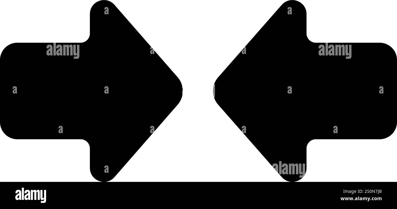 Two large, solid black arrows are pointing in opposite directions on a ...