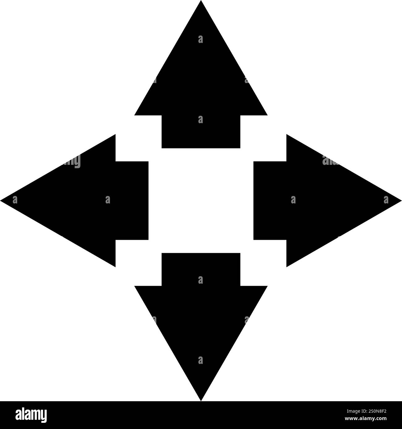 Four black arrows are pointing up, down, left, and right, creating a square shape with a white ...