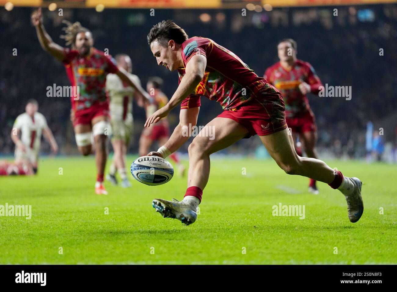 Harlequins' Cadan Murley scores a try during the Gallagher Premiership ...