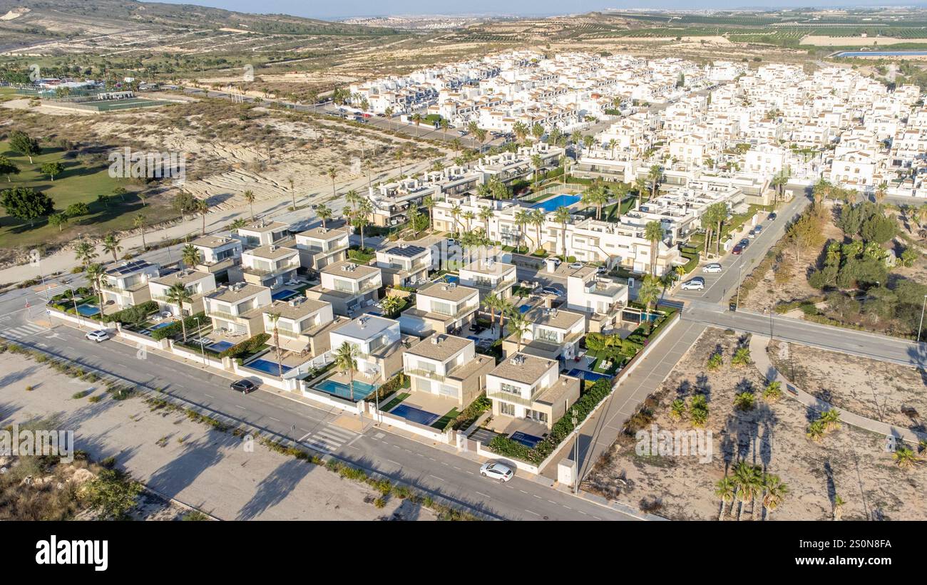 Overhead perspective of a luxury villa community in Vistabella, Spain ...