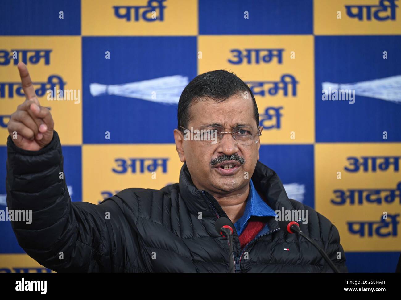 NEW DELHI, INDIA - DECEMBER 28: Arvind Kejriwal, National Convenor of Aam Admi Party along with ...