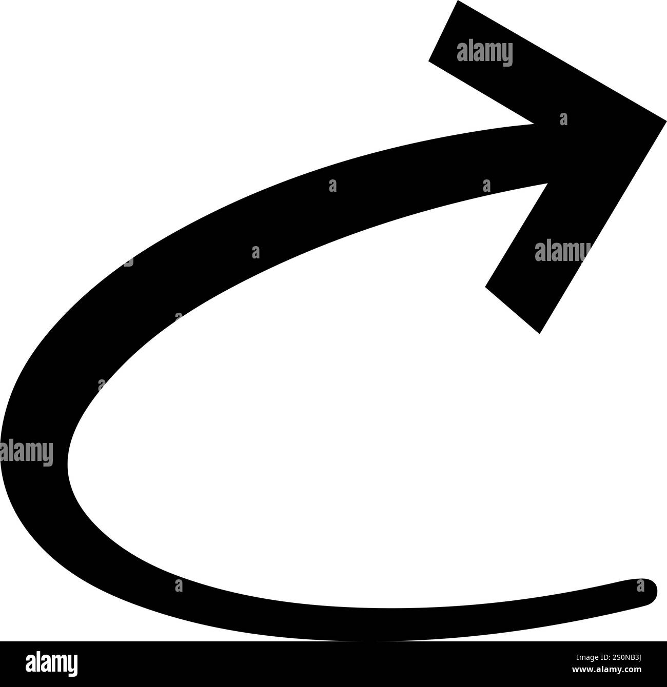 Black curved arrow pointing upward and to the right against a clean ...