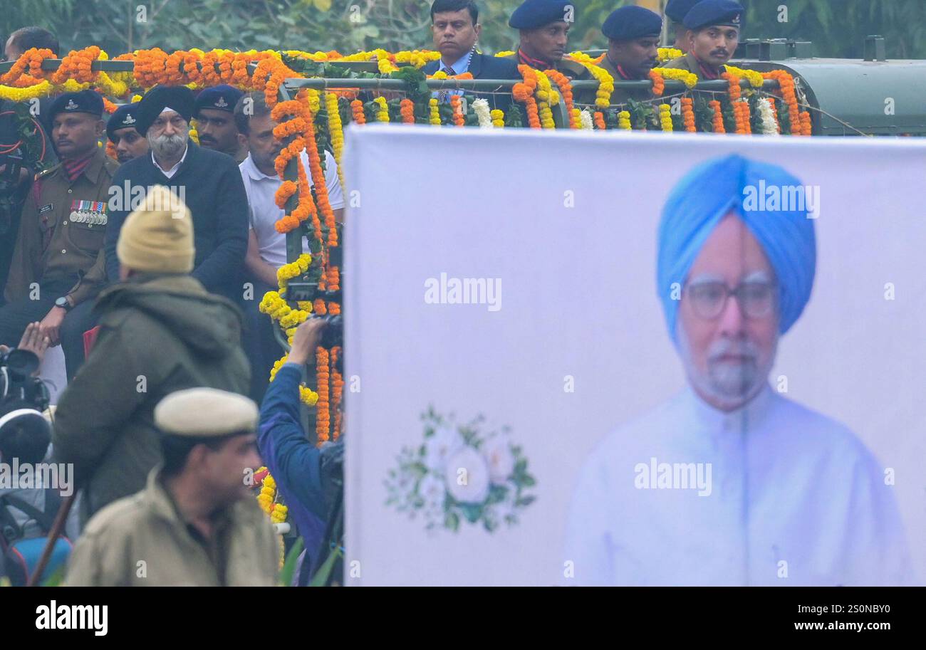 NEW DELHI, INDIA - DECEMBER 28: Mortal remains of former prime minister ...
