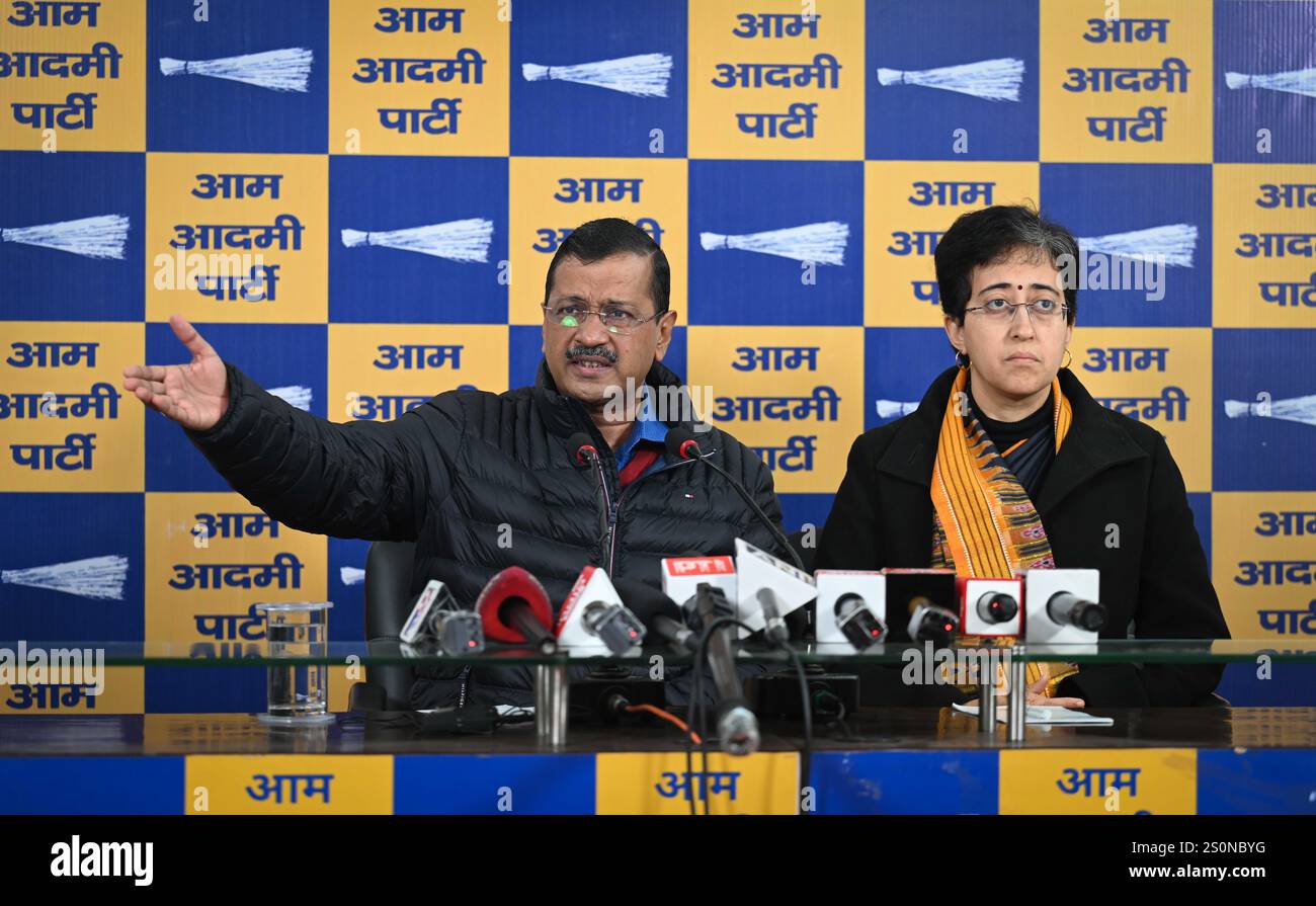 NEW DELHI, INDIA - DECEMBER 28: Arvind Kejriwal, National Convenor of Aam Admi Party along with ...