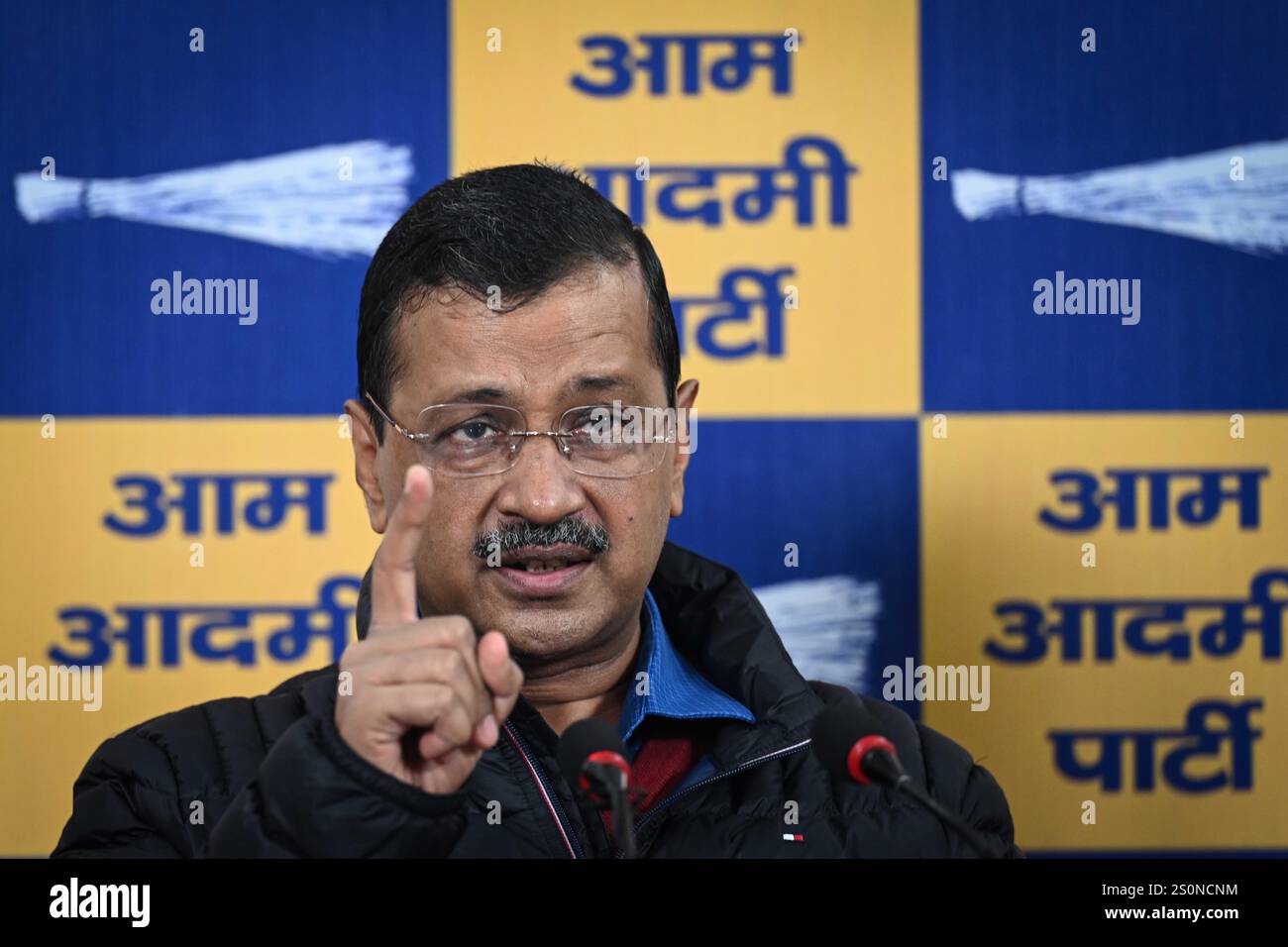 NEW DELHI, INDIA - DECEMBER 28: Arvind Kejriwal, National Convenor of Aam Admi Party along with ...