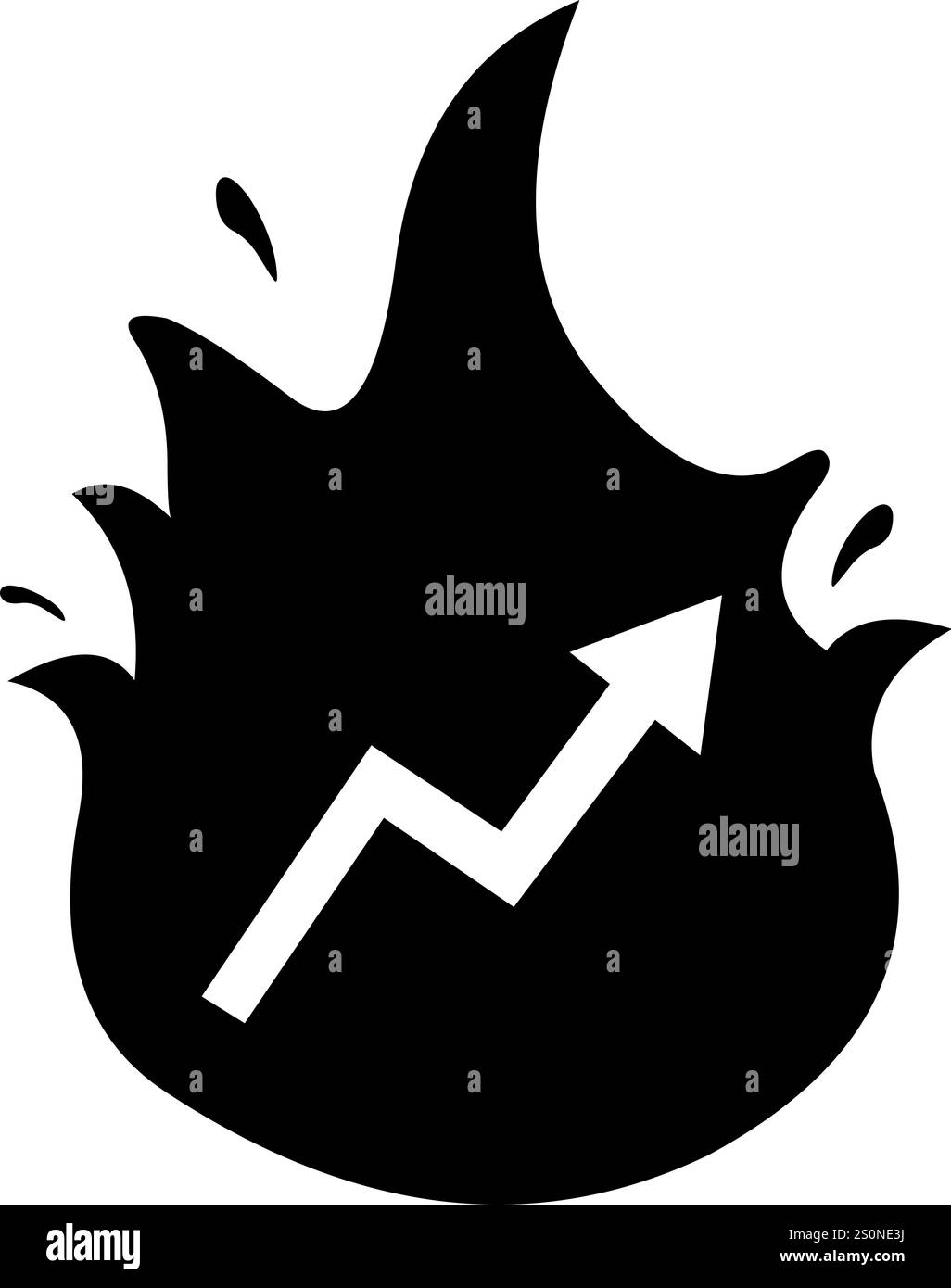vector illustration black and white icon fire and up direction arrow ...