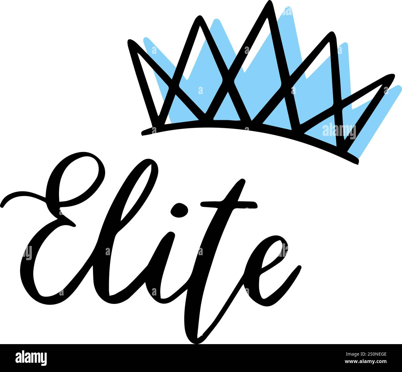 Handwritten word Elite with light blue crown symbolizing exclusivity ...