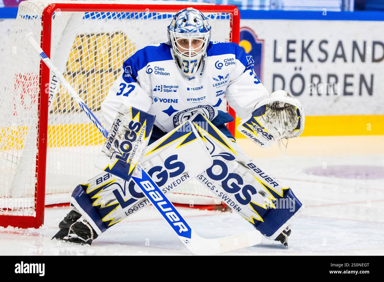 Leksand, Sverige. 28th Dec, 2024. 241228 Leksands målvakt Jakob Hellsten under ishockeymatchen i ...