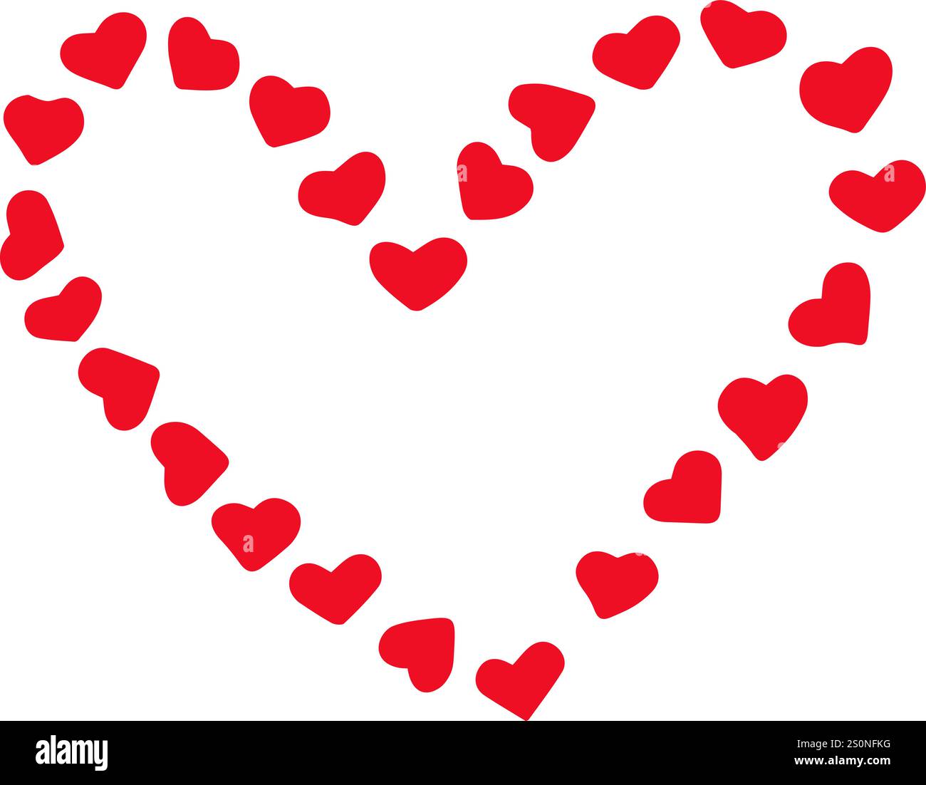 Small red hearts coming together to create a larger heart shape ...