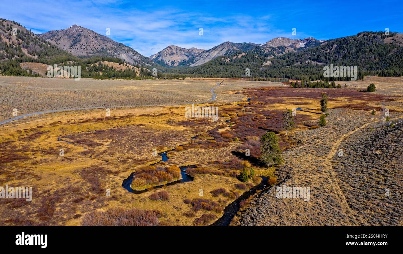 Scenic Mountain Valley With Meandering Stream During Fall Season ...