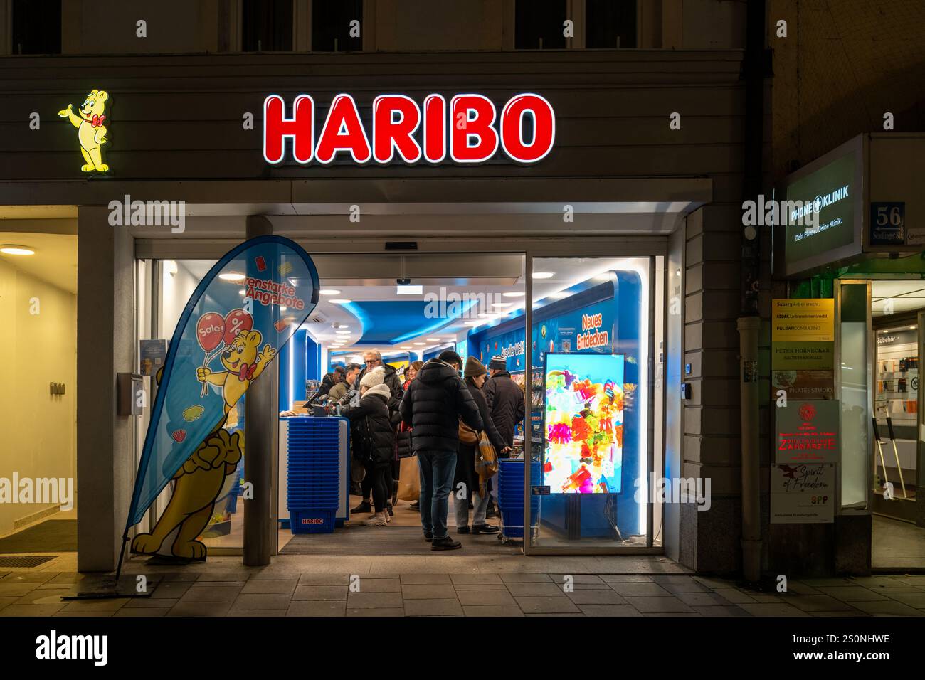 Munich, Germany - December 2, 2024: Outside the Haribo store. Haribo is ...