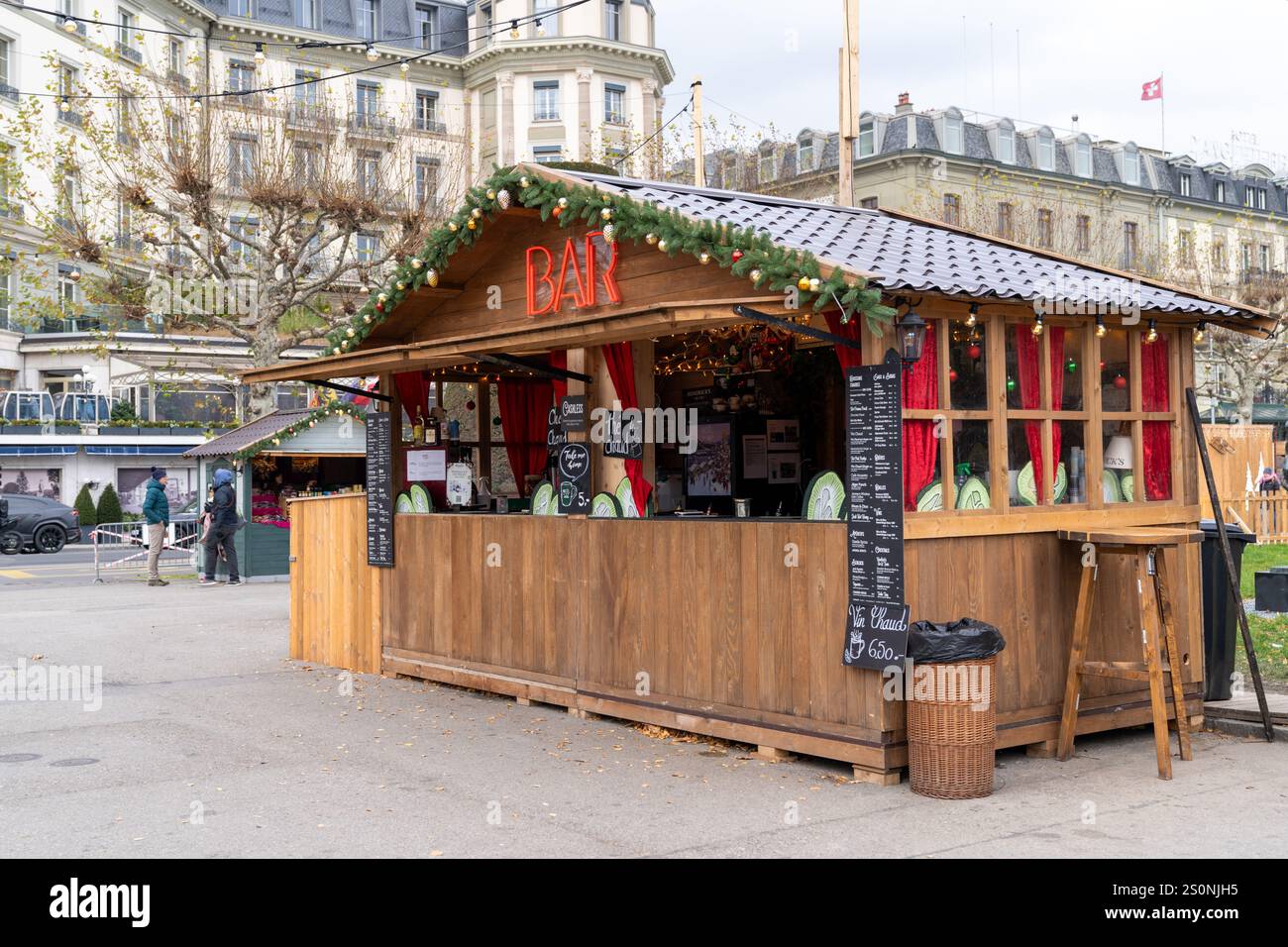 Geneva, Switzerland - December 10, 2024: Small Christmas market near ...