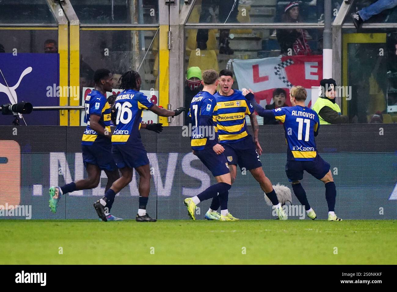 Parma, Italy. 28th Dec 2024. Lautaro Valenti (Parma Calcio) celebrates ...