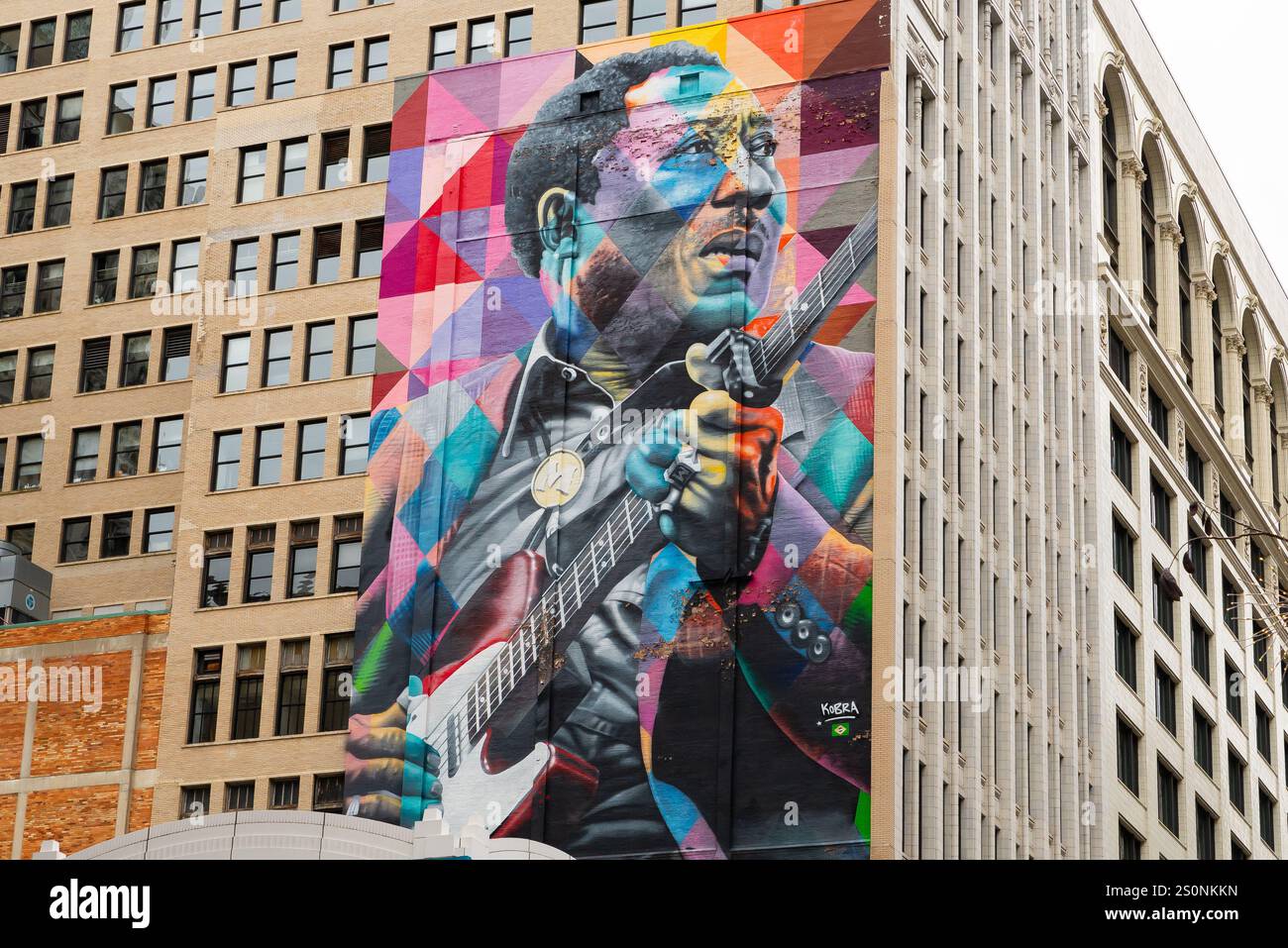 Chicago, Illinois - United States - December 24th, 2024: Downtown mural ...