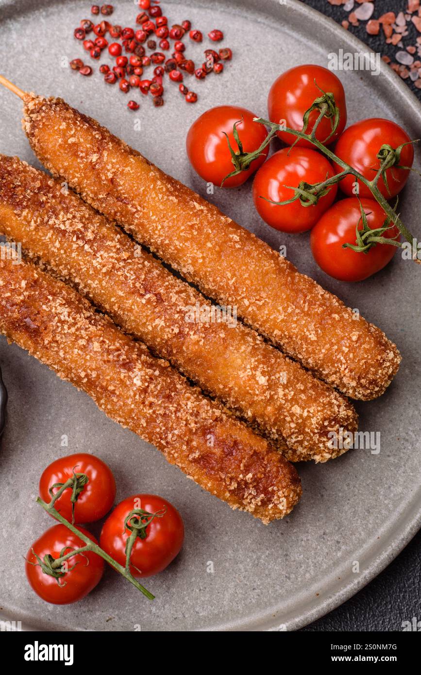 Lula kebab meat fried on a fire in breading with salt, spices and herbs ...
