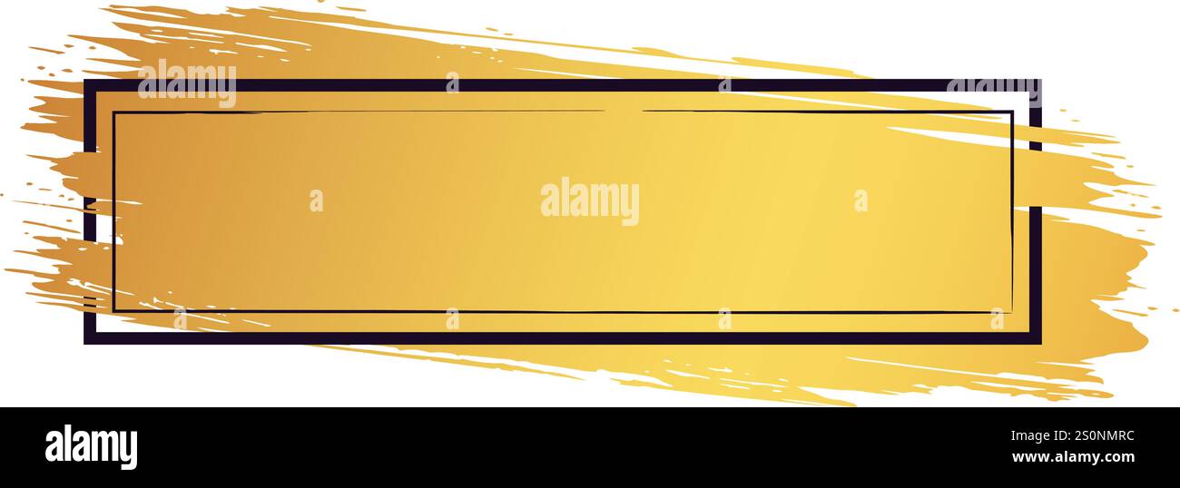 Wide golden brush stroke creating a striking contrast with a black ...