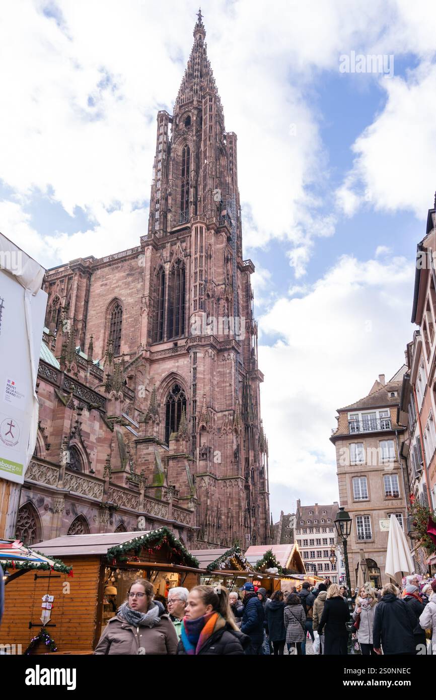 Strasbourg, France - December 6, 2024: Christmas markets in front of ...