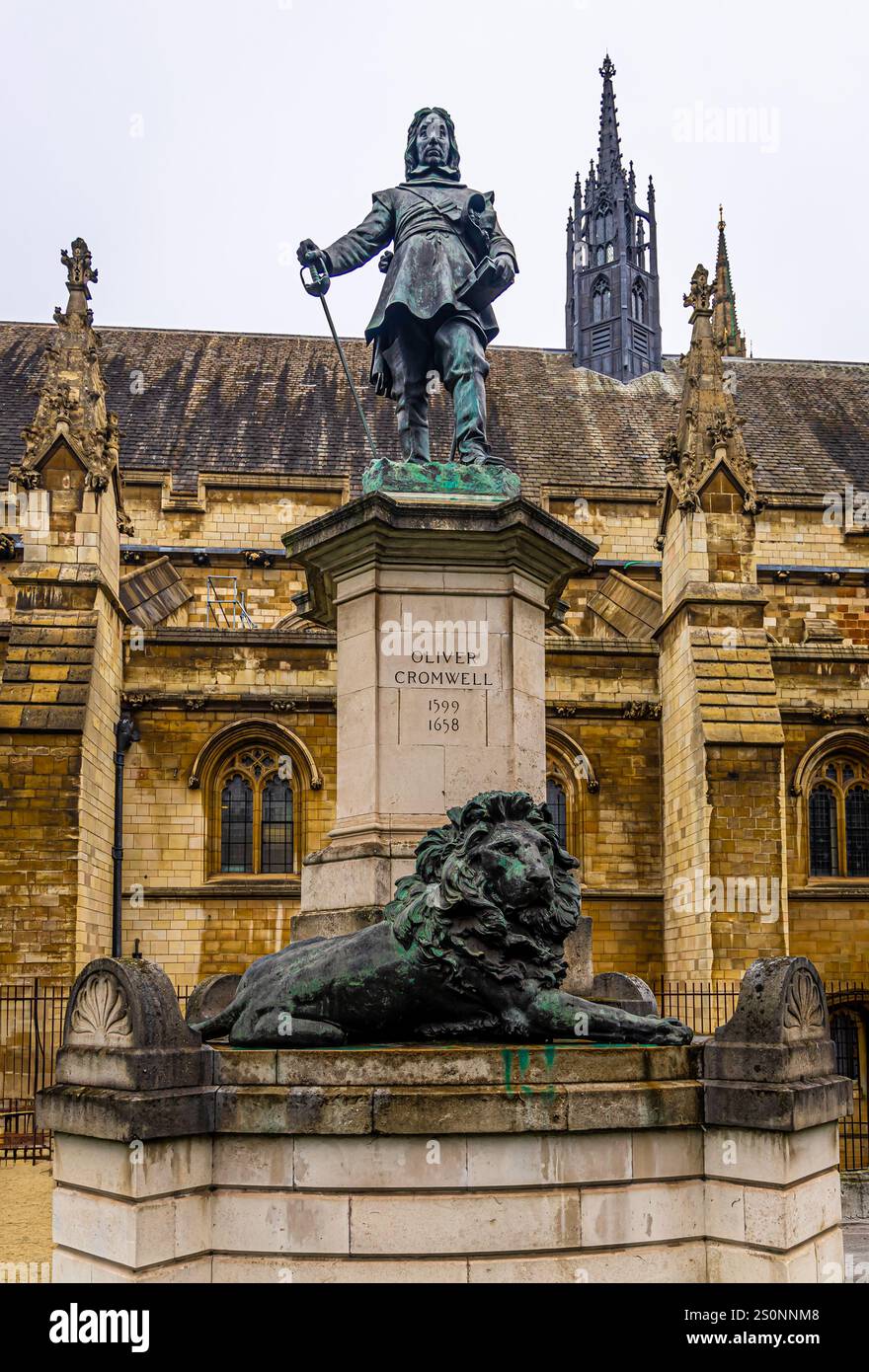 Oliver Cromwell statue in front of the Palace of Westminster, the ...