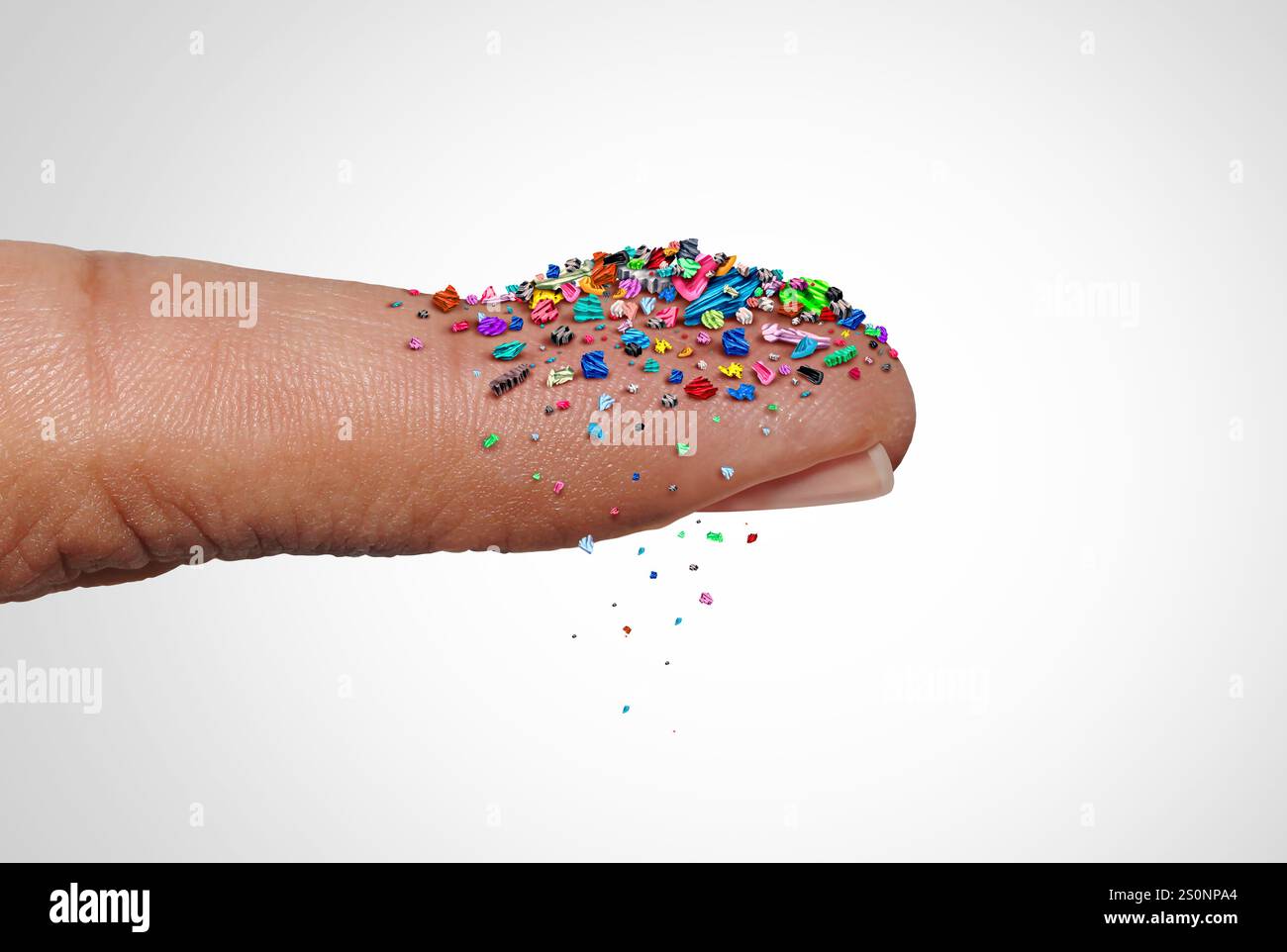 Microplastics In Humans as tiny plastic particles as a person holding ...