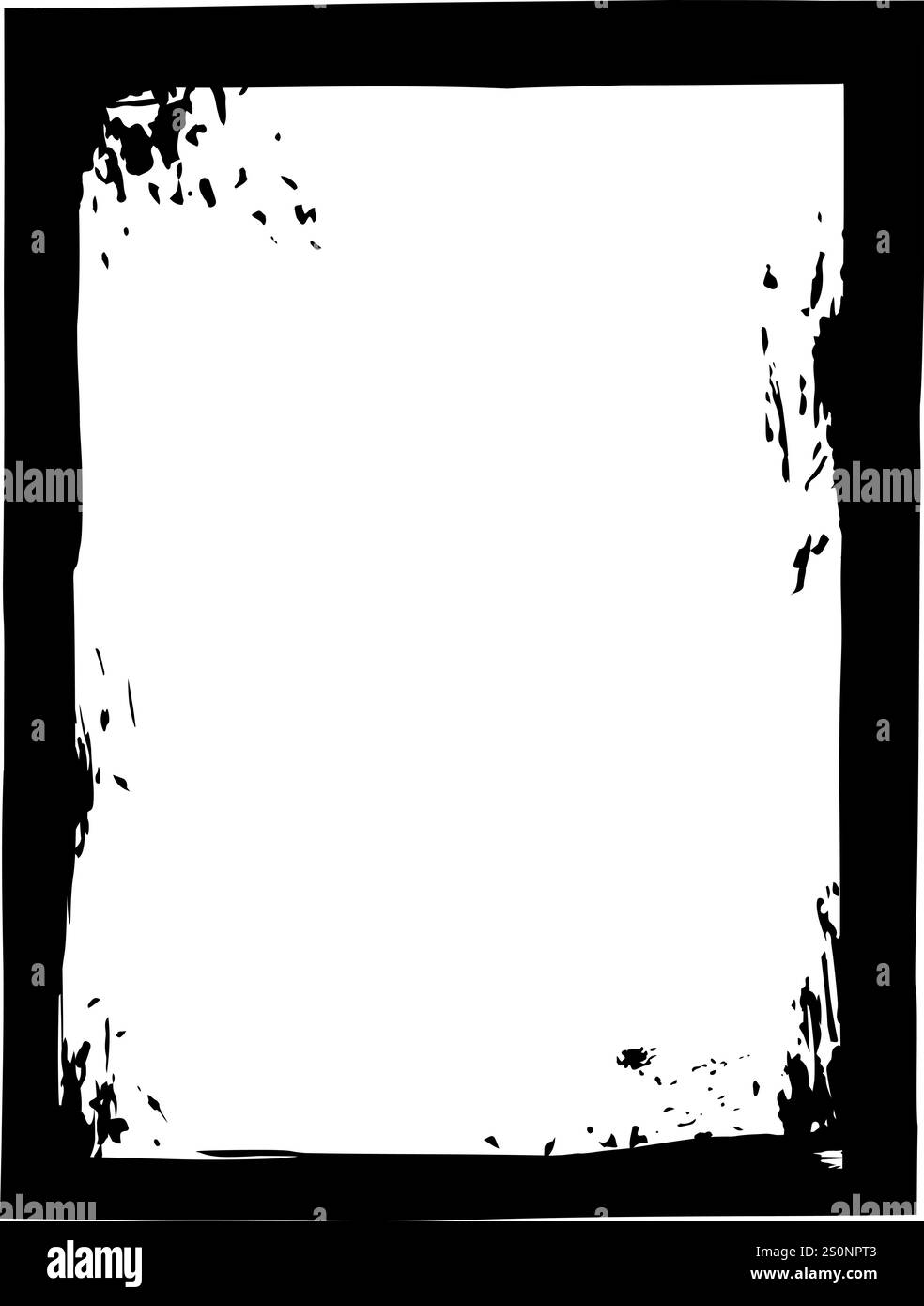 Black grunge border creates a striking frame around a clean white copy ...