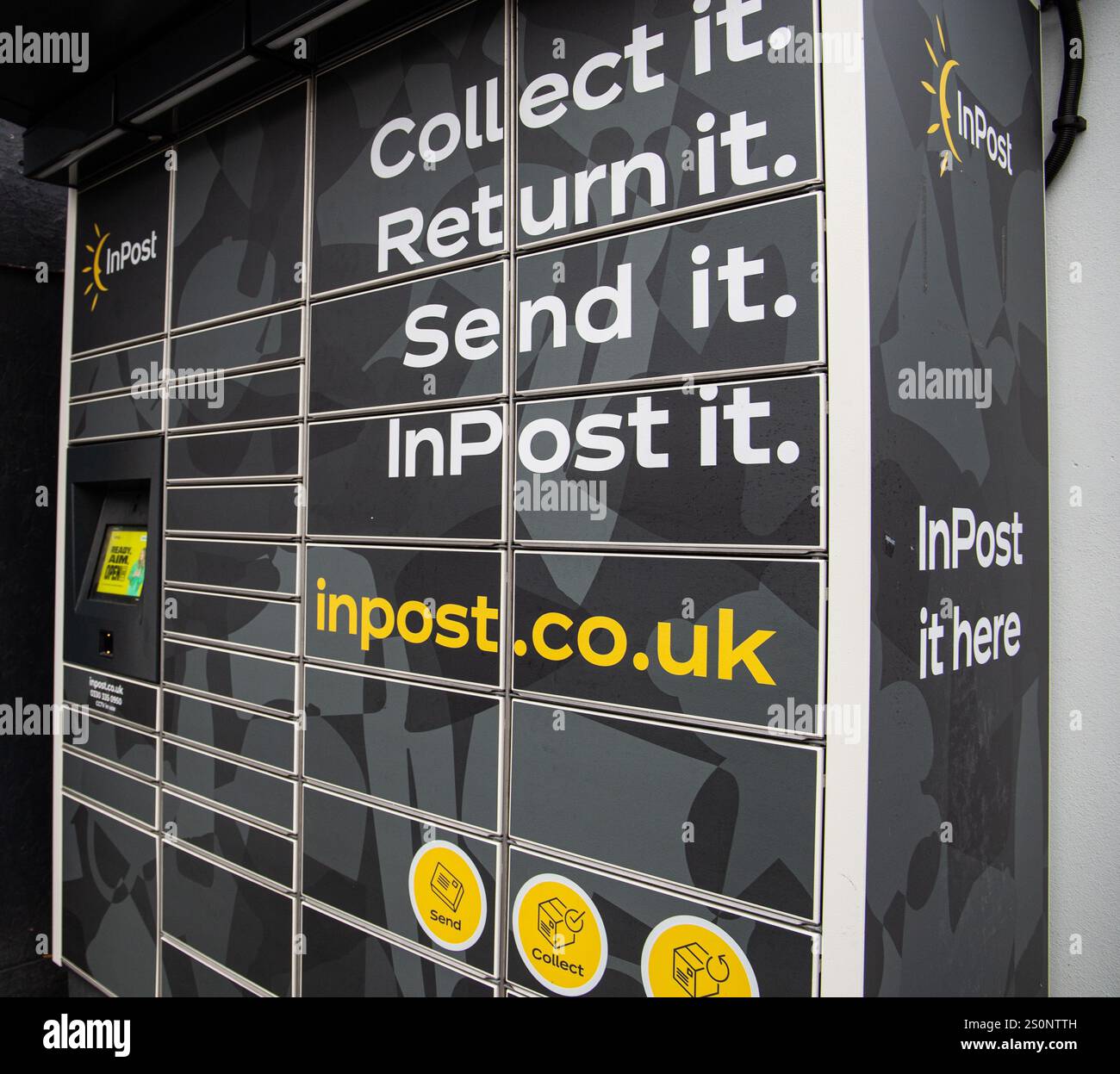 InPost parcel locker with kiosk screen for sending, collecting, and ...