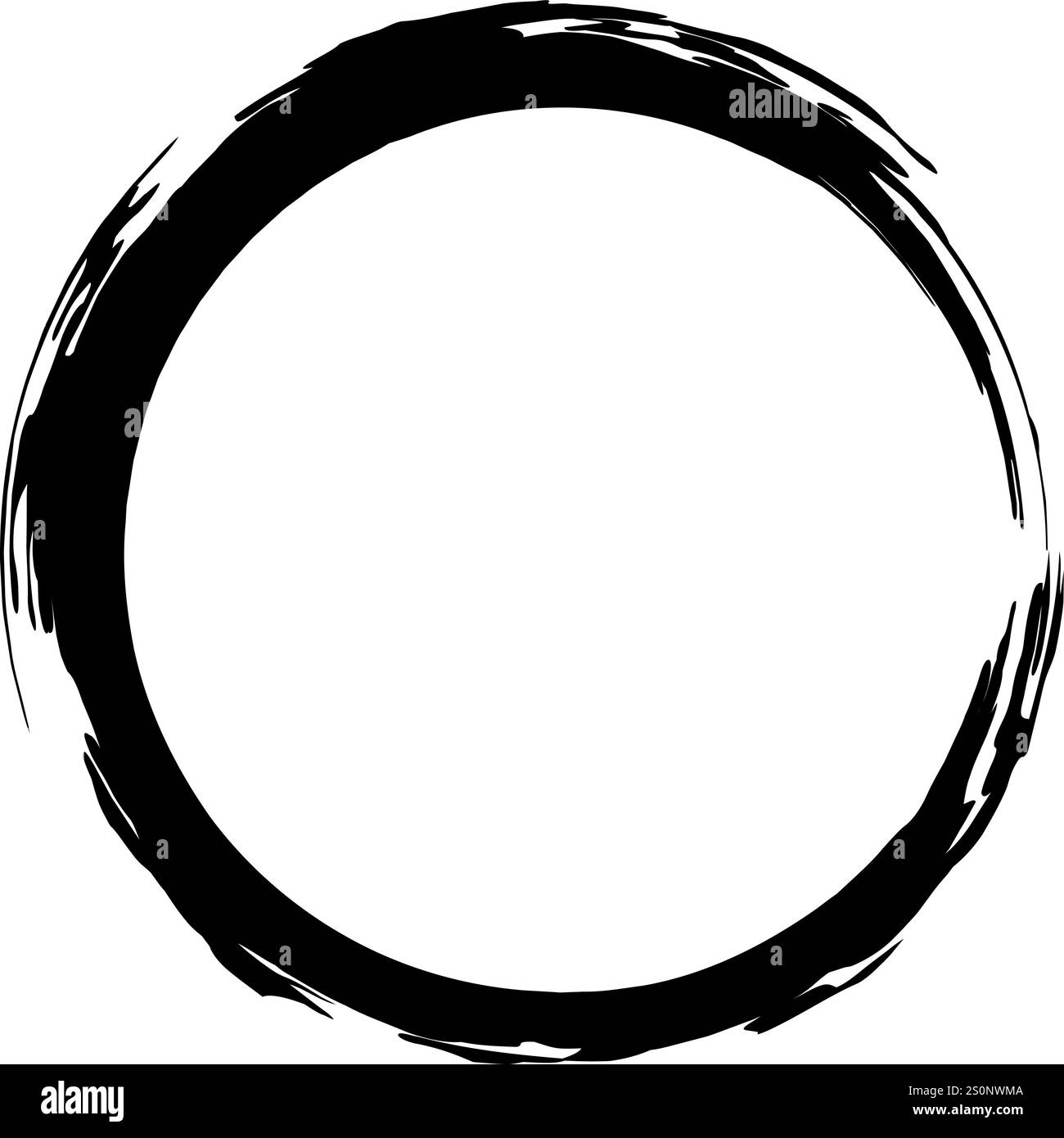 Hand drawn black grunge circle framing empty space evokes concepts of ...