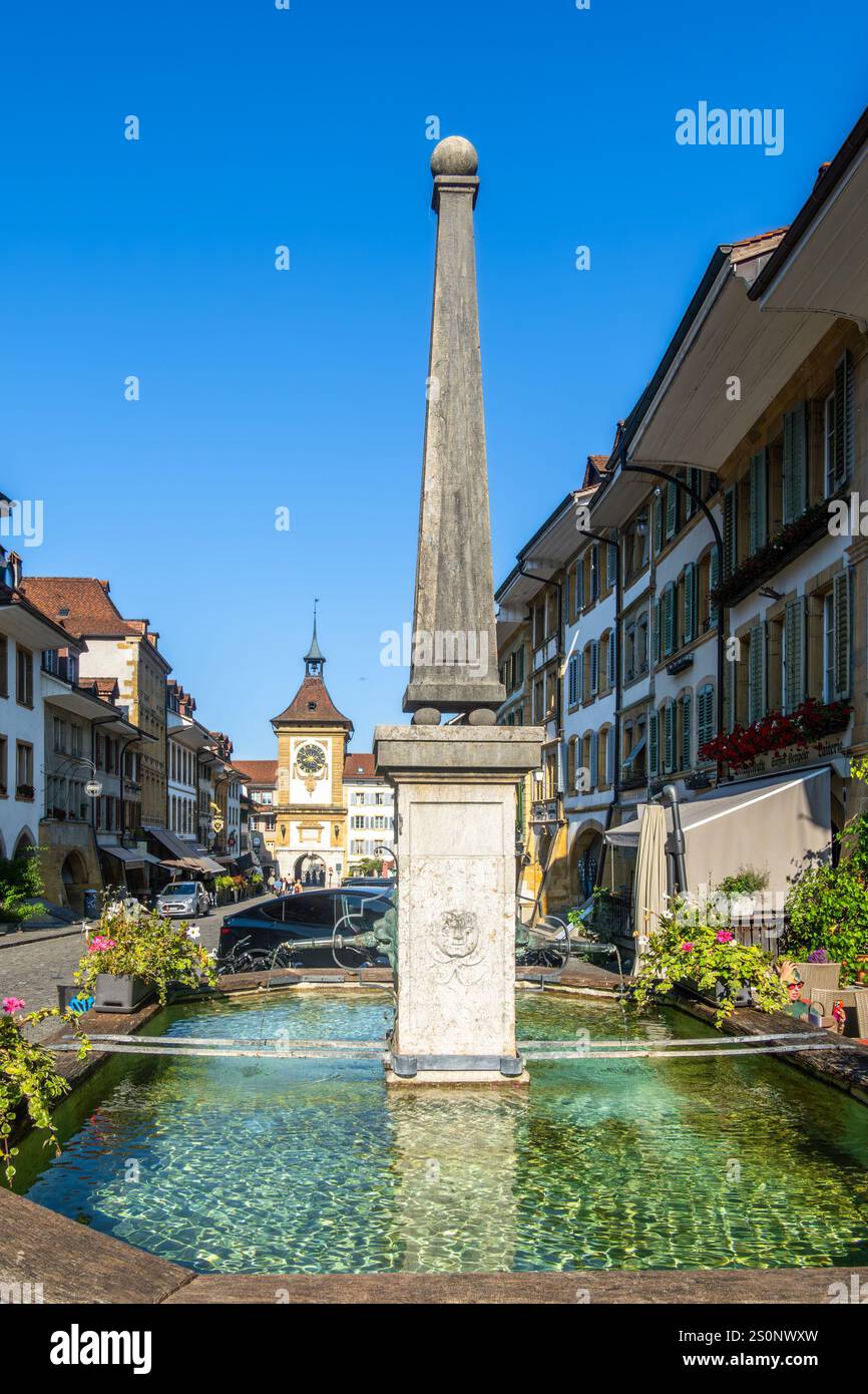 Murten Switzerland September 21 2024 Stone Fountain In A Charming