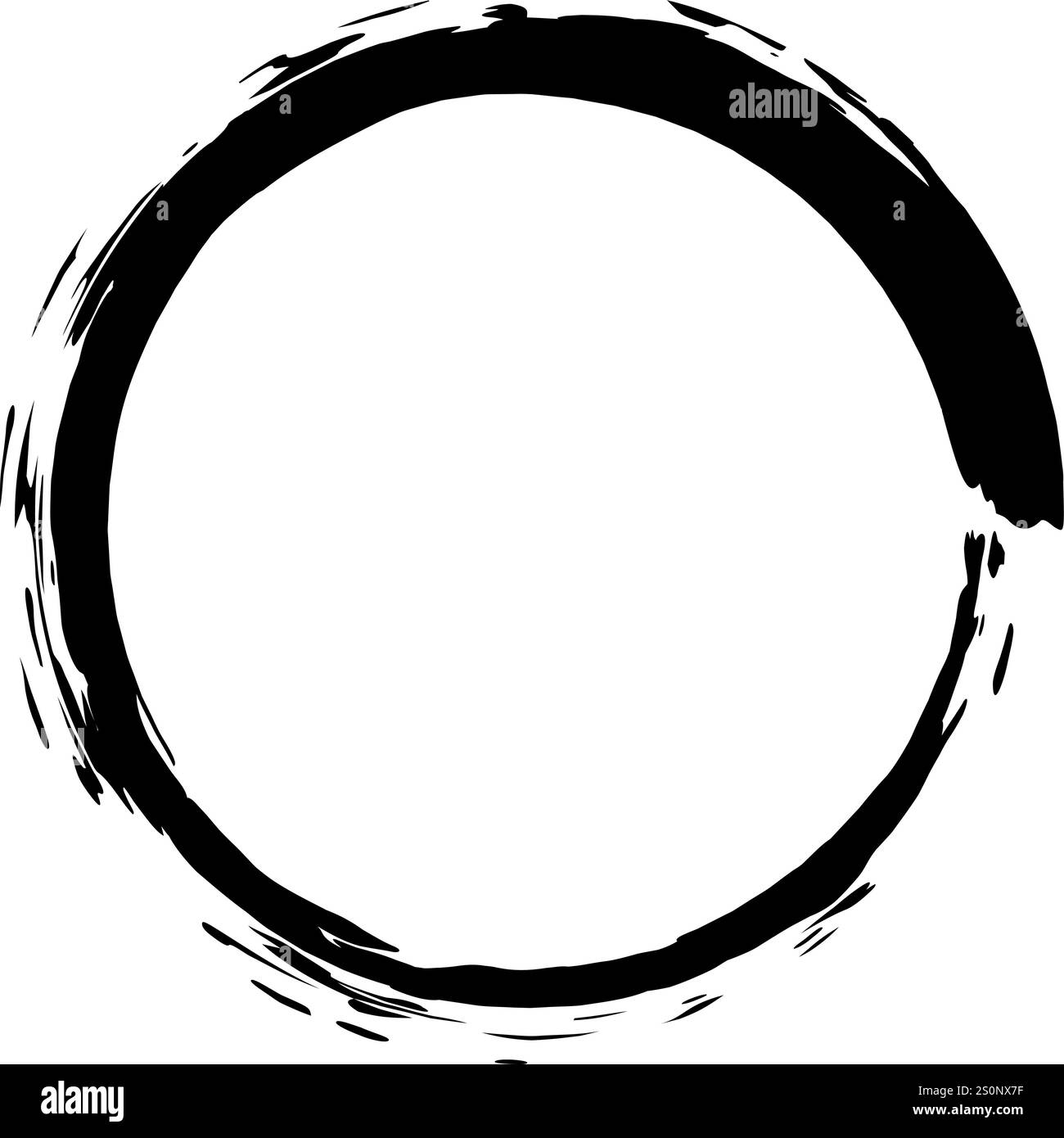 Imperfect black circle featuring a grunge texture frames a white ...