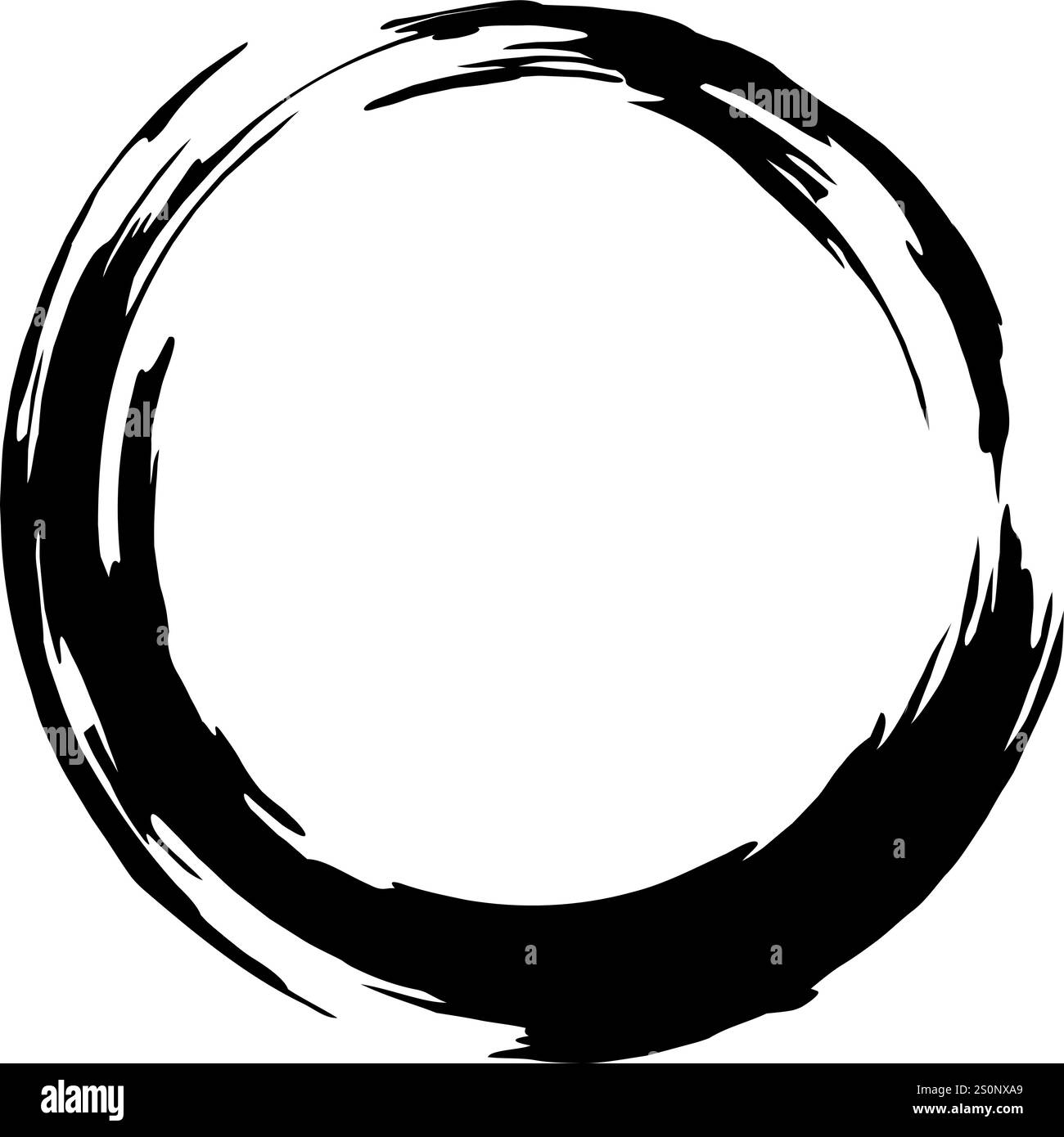 Hand drawn black brush stroke in a circular shape creates a powerful ...